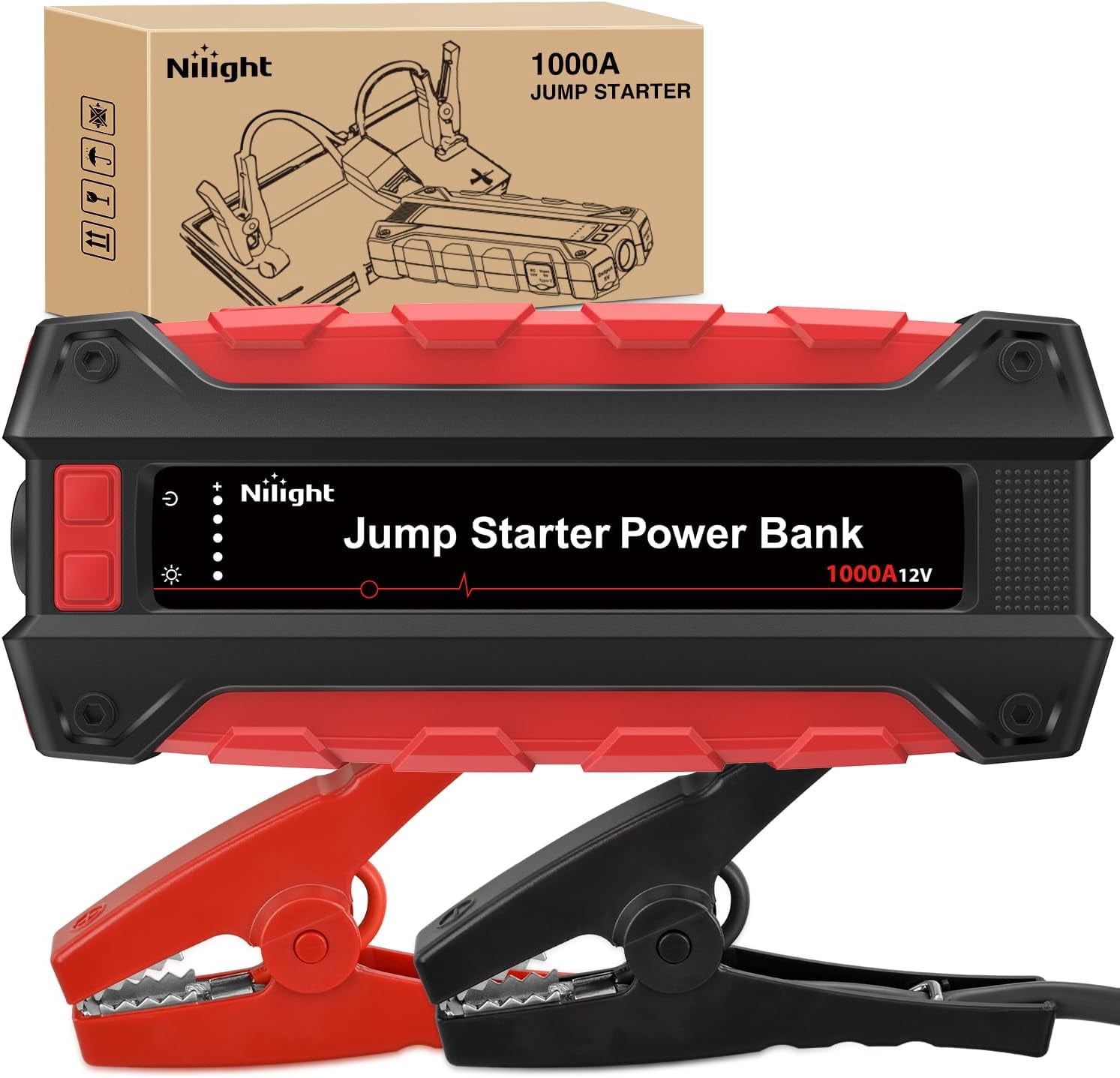 Nilight 1000A Car Battery Jump Starter for Up to 6.0L Gas & 4.0L Diesel ...