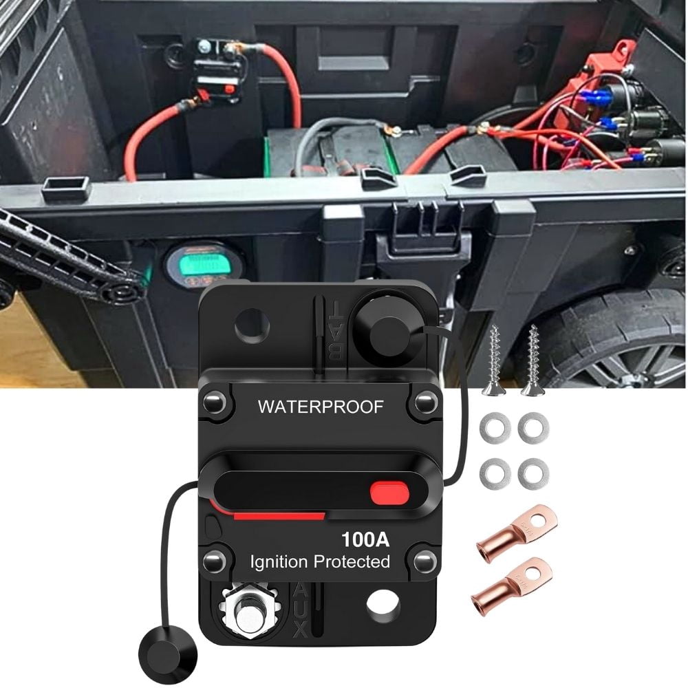 Nilight 100A Circuit Breaker Resettable 12-48V DC Manual Reset w/Copper ...