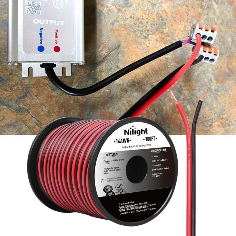 14/2 Gauge 100FT Electrical Speaker Wire Cable Flexible Extension Cord ...