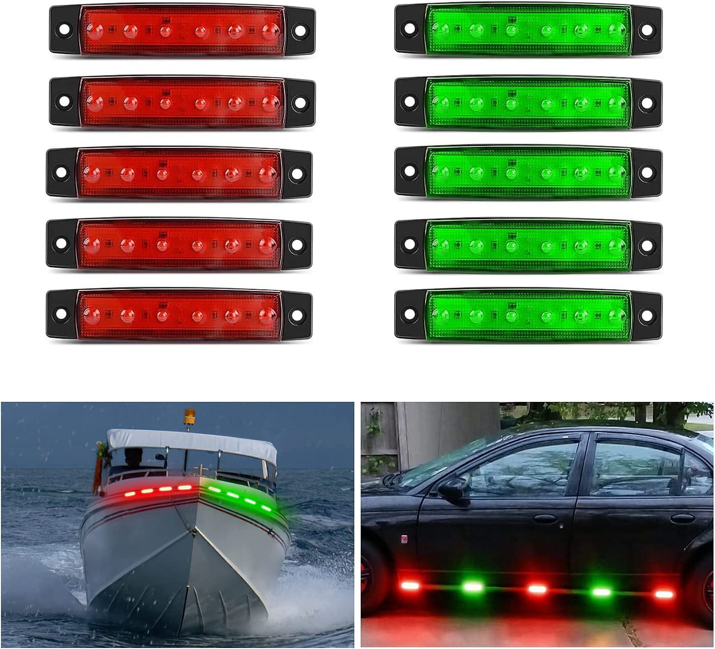 Nilight 10PCS 3.8” 6LED Red Green LED Indicator Light Truck Camper Side ...