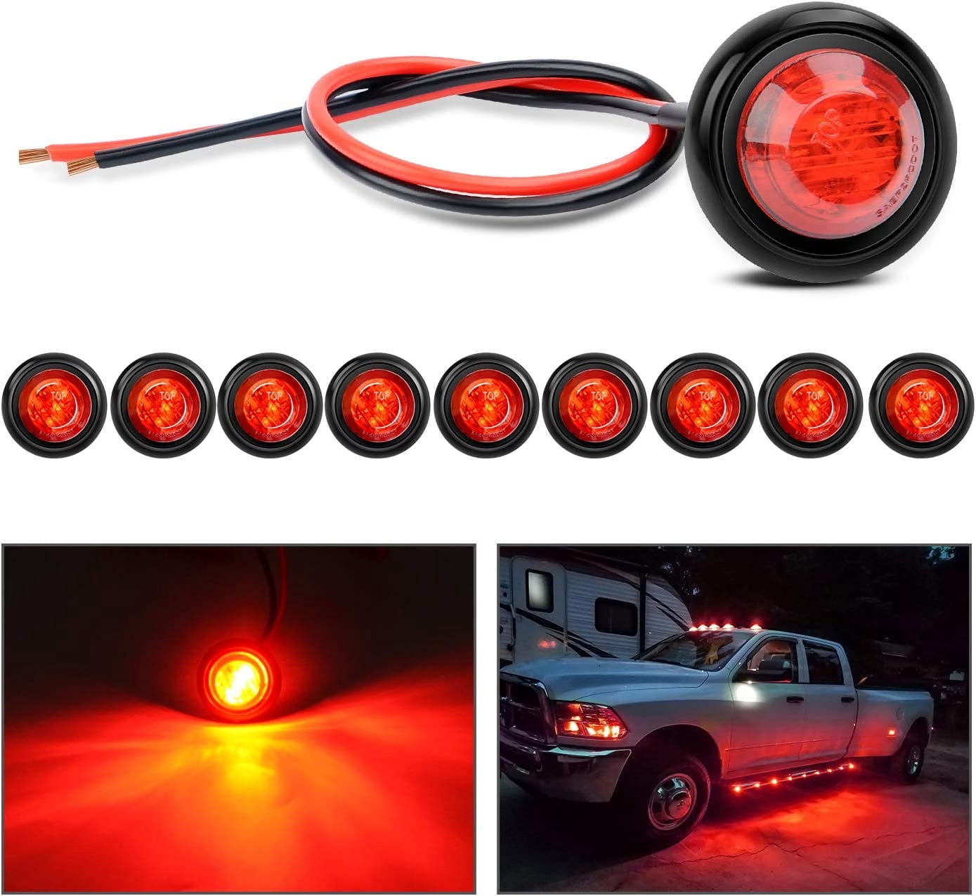 Nilight 10Pcs 3/4 inch Round Led Clearance Light Led Front Rear Side ...
