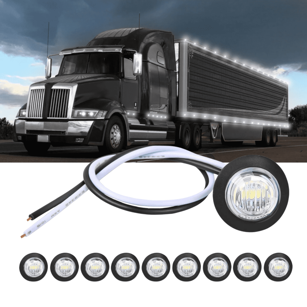 10Pcs 3/4" Round Led Light Led Front Rear Side Marker Indicator Light ...