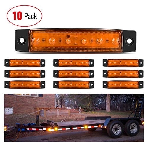 Nilight, LED Trailer Marker Lights, 10Pcs 3.8‚Äù 6 Amber Rear Side ...