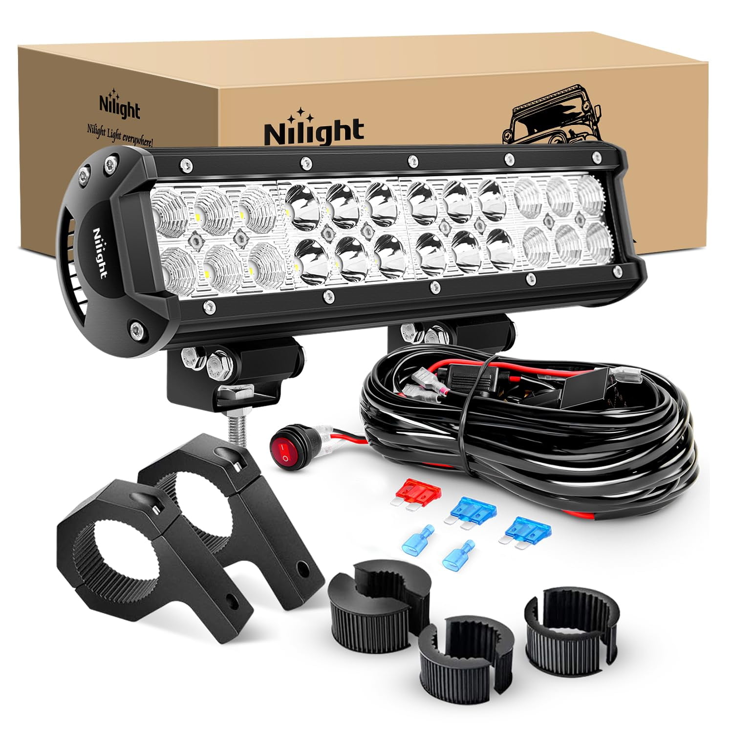 Nilight 12 Inch 72W LED Light Bars Spot Flood Combo Off-Road Light ...
