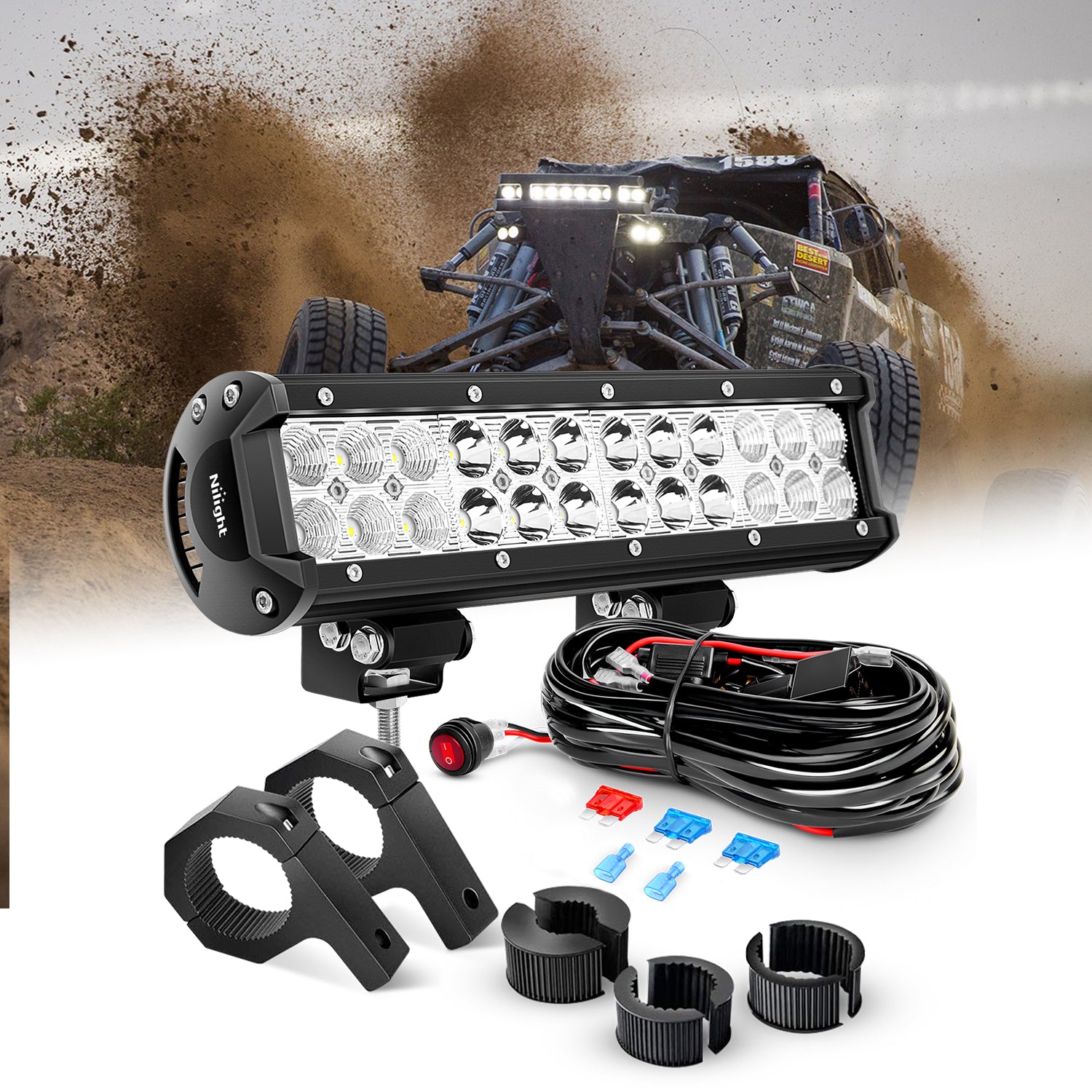 Nilight 22 Inch 120W Spot Flood Combo Led Light Bar 2PCS 4 Inch 18W ...