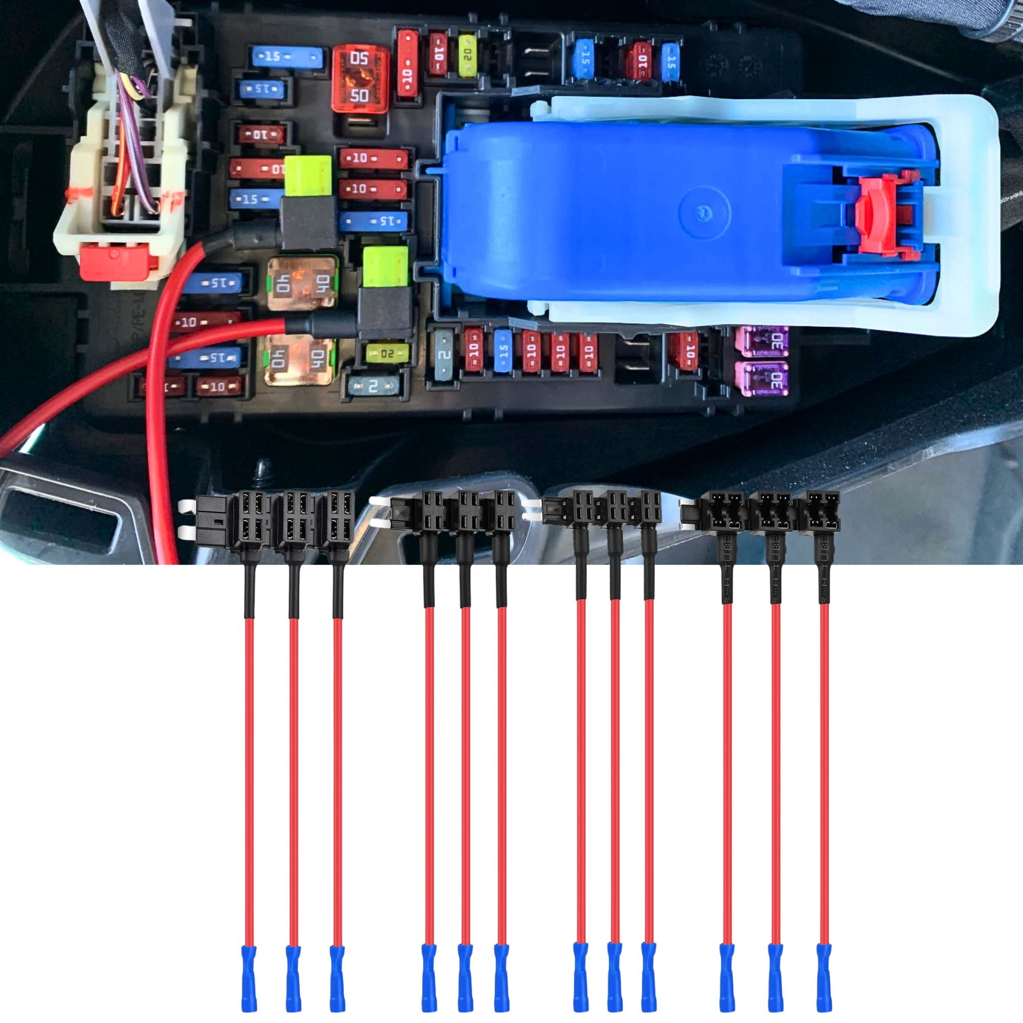 12Pcs 4 Types Fuse Tap, 12V Car Add a Circuit Fuse Tap Kit - Standard ...