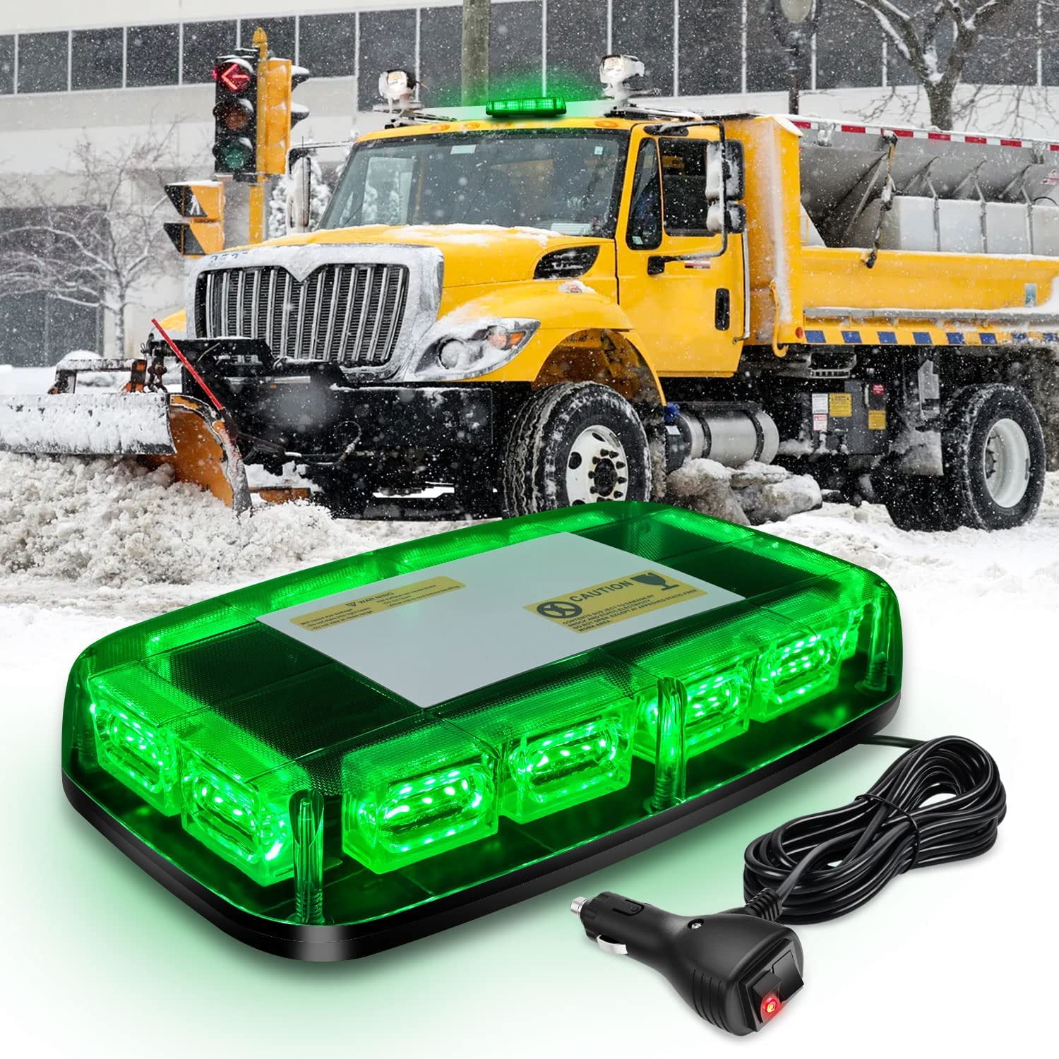 Nilight 12" Roof Top Strobe Lights 48Led Green Hazard Light Emergency ...