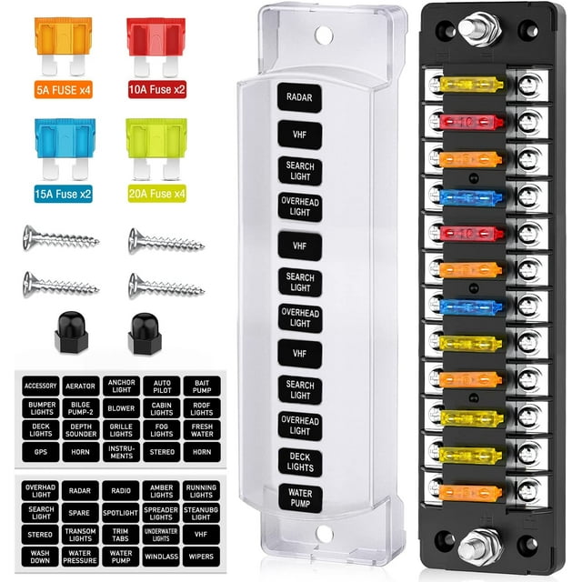 Nilight 12 Way Fuse Block with Negative Bus 12V Blade Fuse Holder ATC ...
