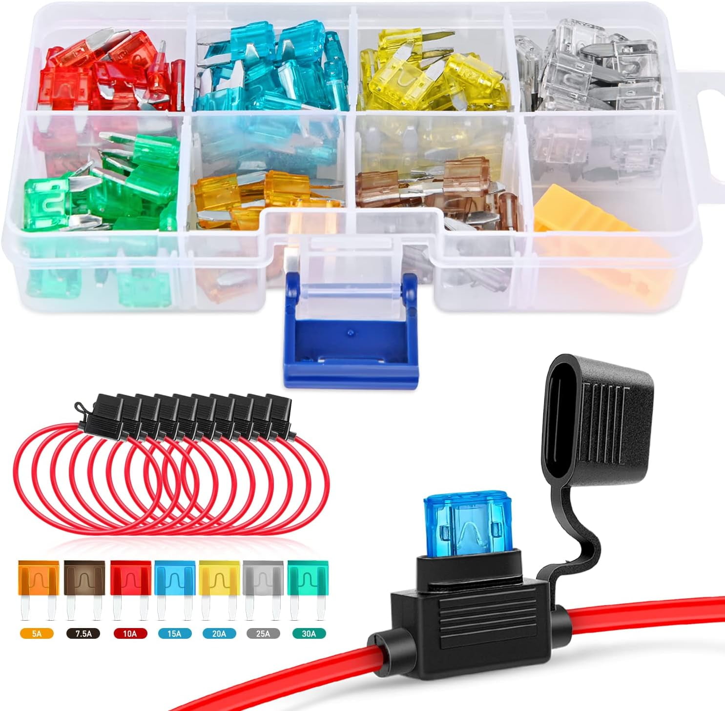 Nilight 120 PCS Mini ATM/APM Blade Fuse 5A/7.5A/10A/15A/20A/25A/30A AMP ...