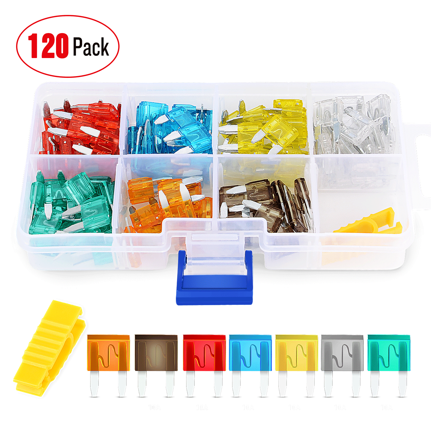 Nilight 120 pcs Mini Fuse Assortment kit – 5, 7.5, 10, 15, 20, 25, 30 ...