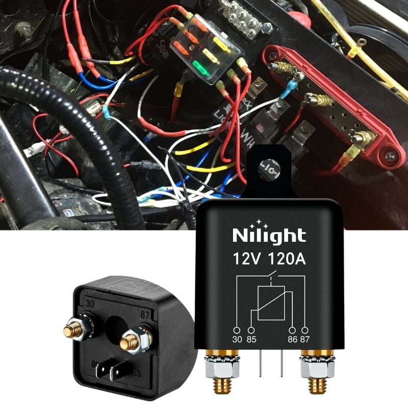 Nilight 120A Starter Relay 4 Pin Split Charge Relay Switch 12V ...