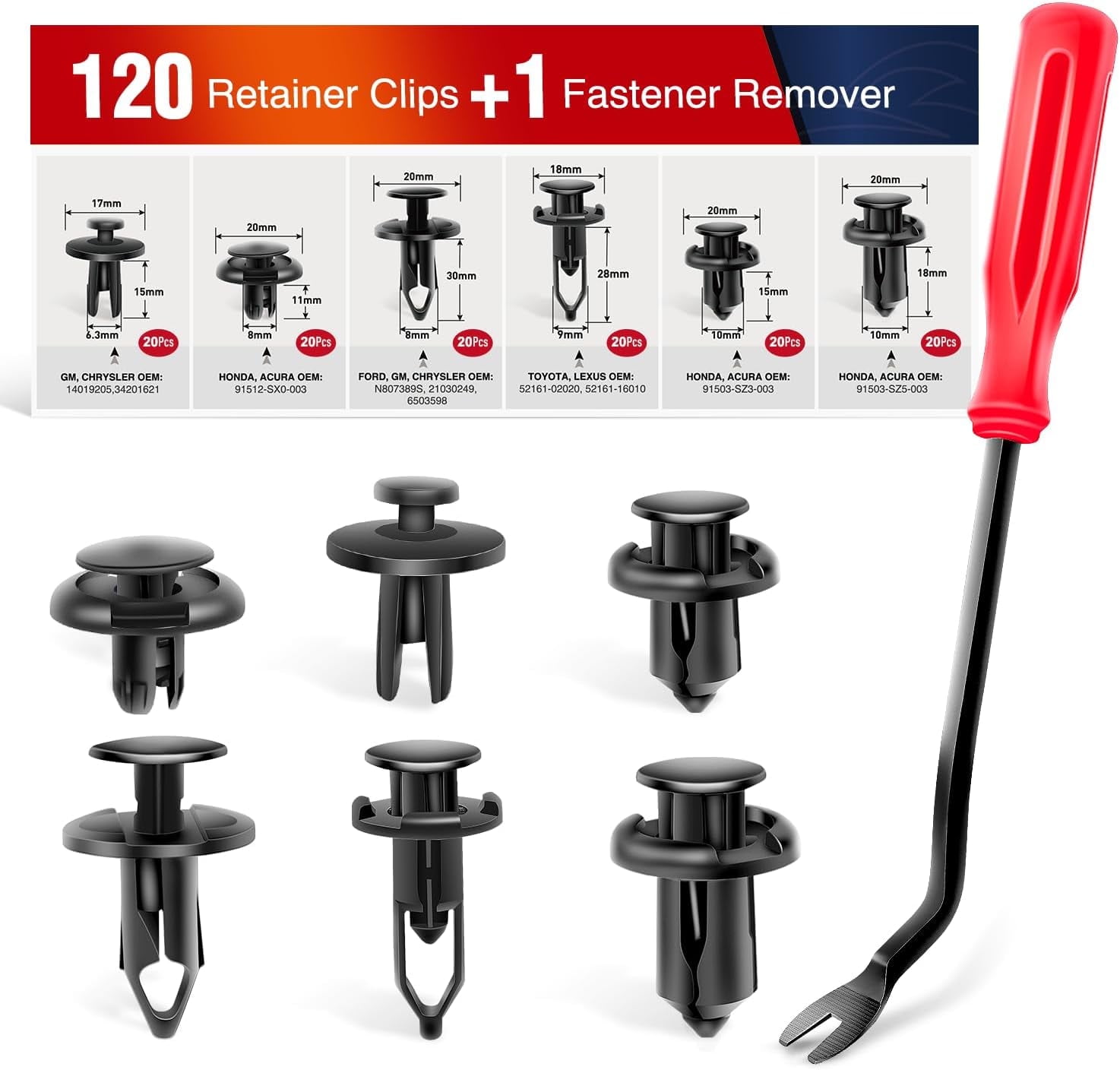 Nilight 120PCS Car Retainer 6.3mm 8mm 9mm 10mm Expansion Screws ...