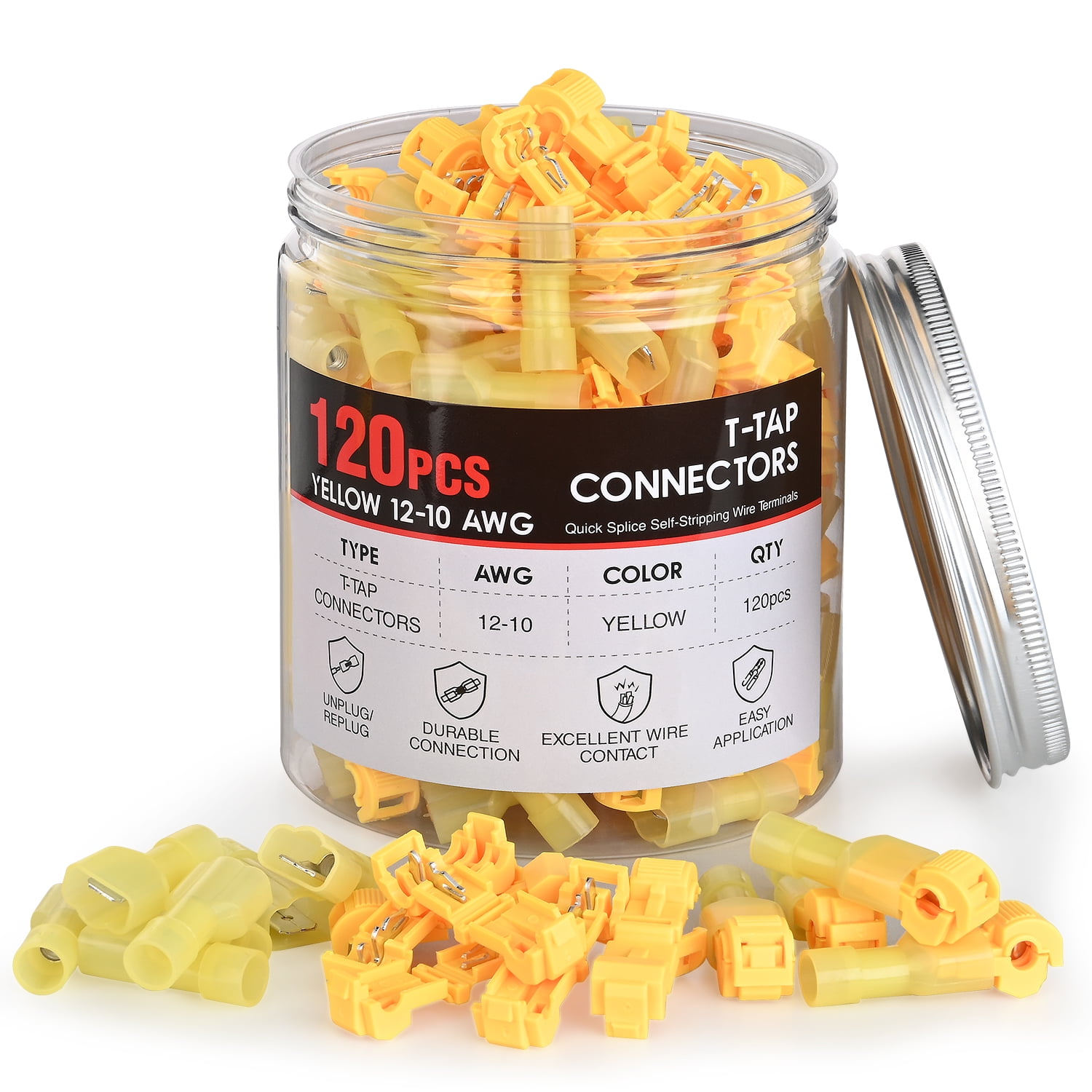 Nilight 120PCS Quick Splice Disconnect Wire Terminals Spade Wire ...