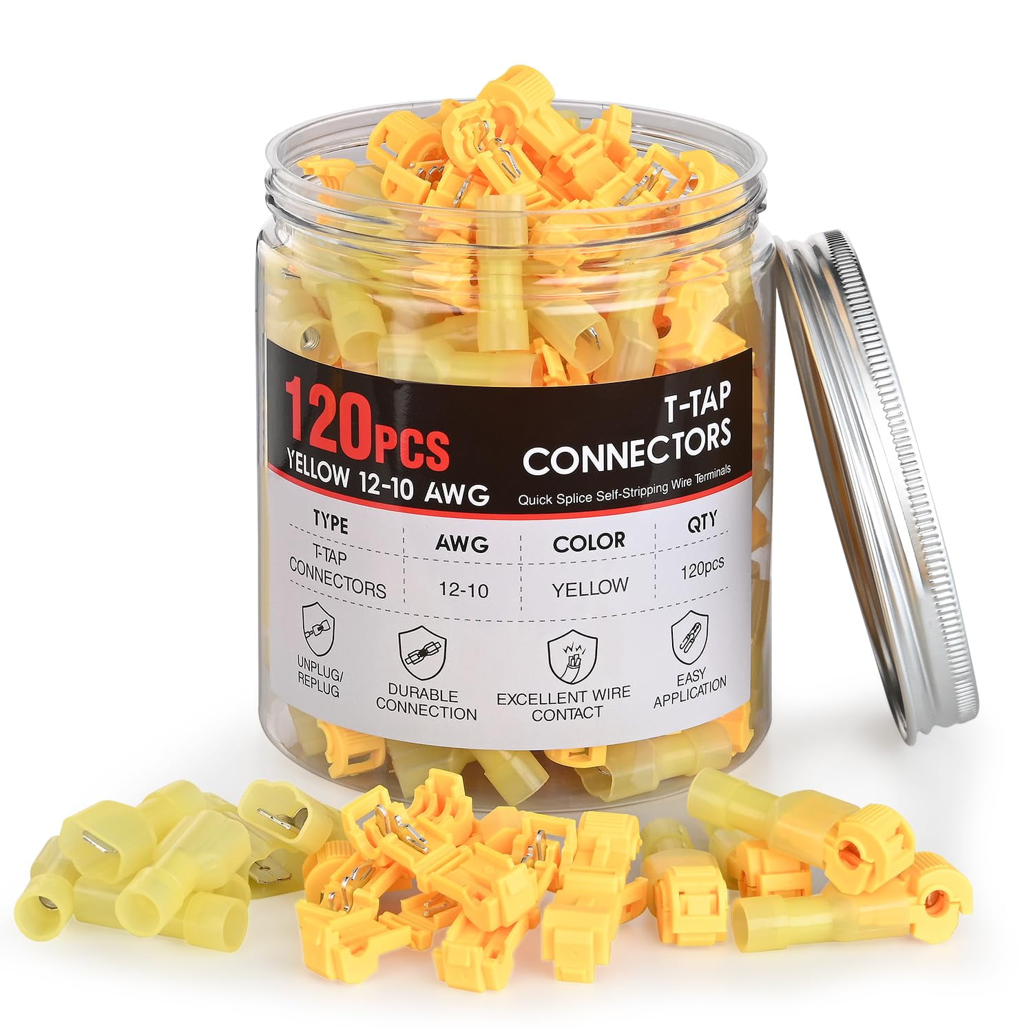 Nilight 120Pcs/60 Pairs Quick Splice Disconnect Wire Terminals T-Tap ...