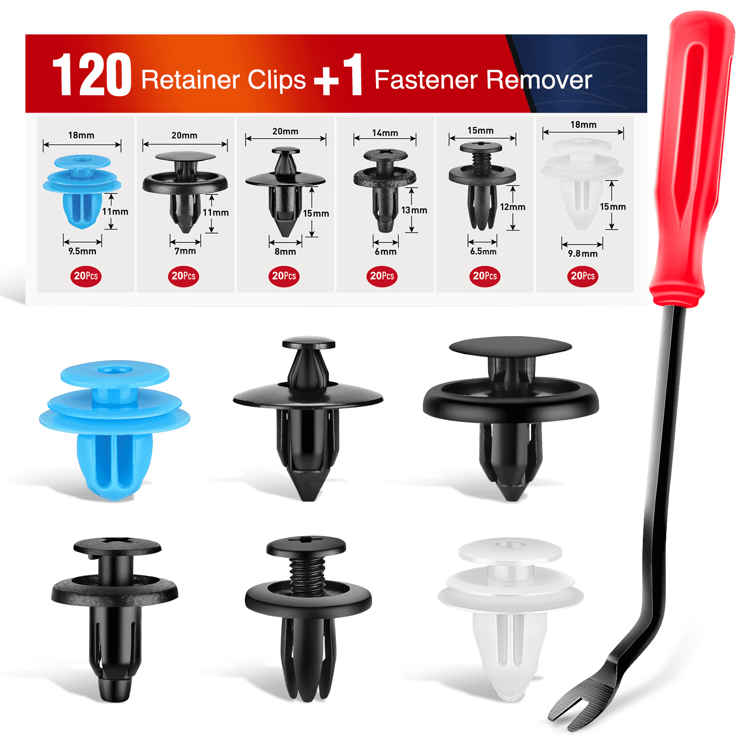Nilight 121PCS Car Bumper Retainer Clips 6mm 6.5mm 7mm 8mm 9.5mm 9.8mm ...