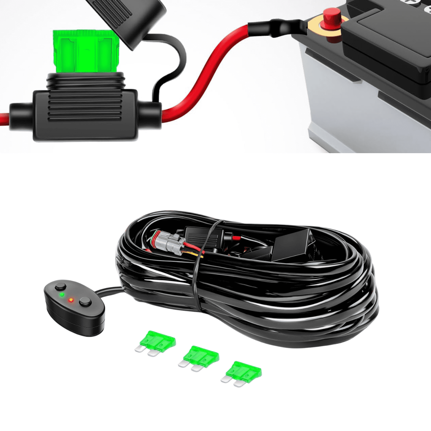 Nilight 12AWG DT Connector Wiring Harness Kit, Single Lead Relay Switch ...