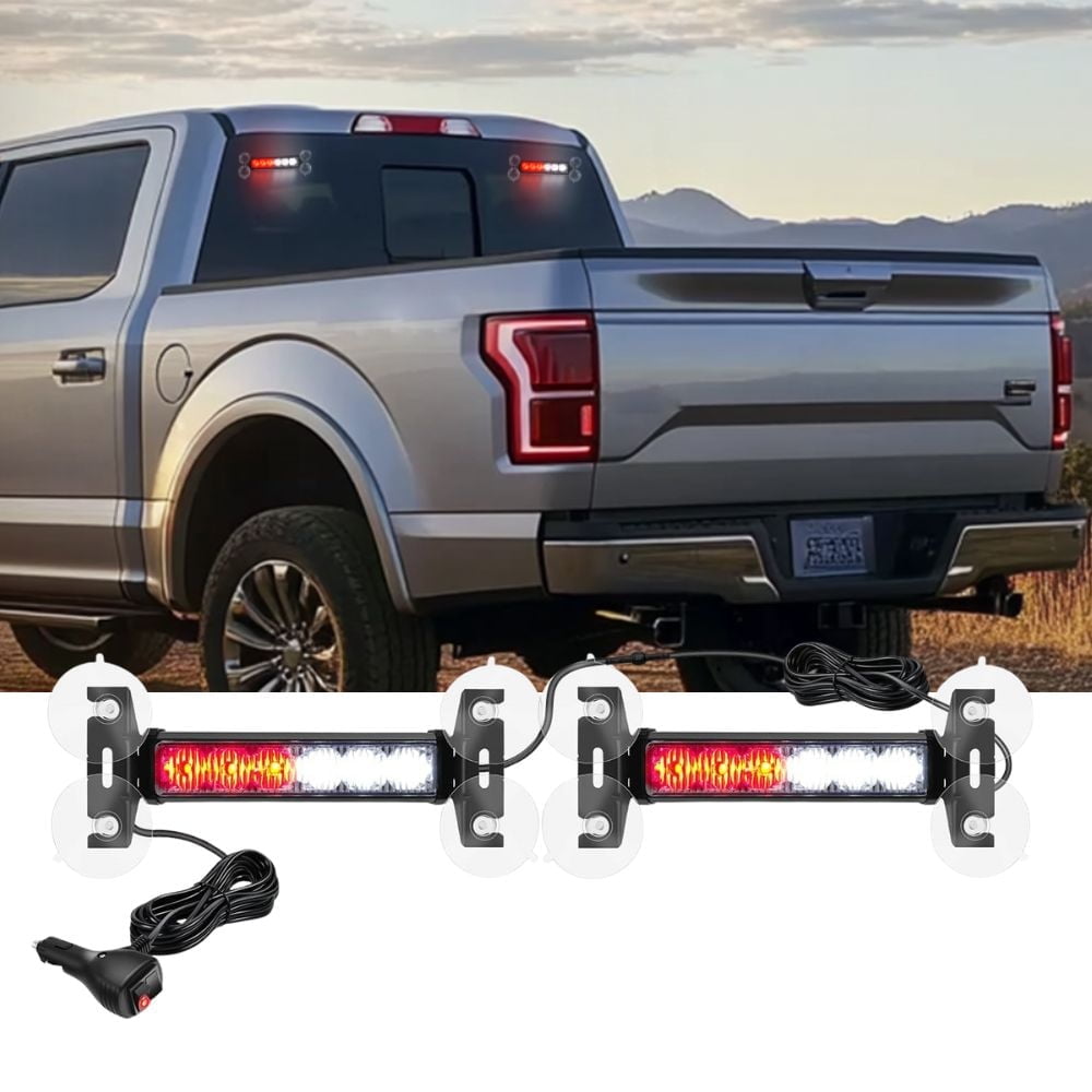 Nilight 12LED Emergency Strobe Advisor Light Bar 2 in 1 Red White Dash Warning Safety Flashing ...