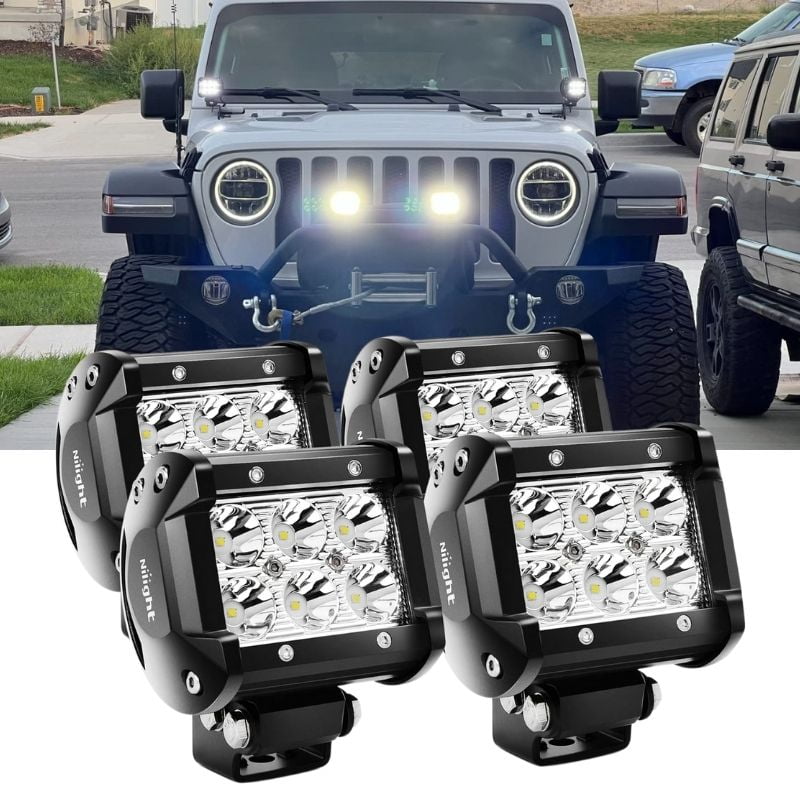 LED Light Bar 4 PCS 4 Inch 18W LED Spot Light Pods 1260LM LED Fog ...