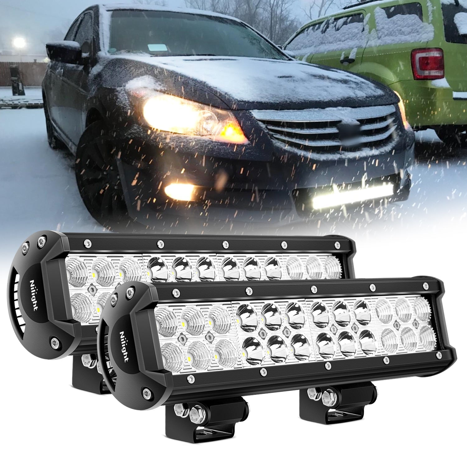 Nilight 12V Led Light Bar 2PCS 12 Inch 72W Spot Flood Combo Led off ...