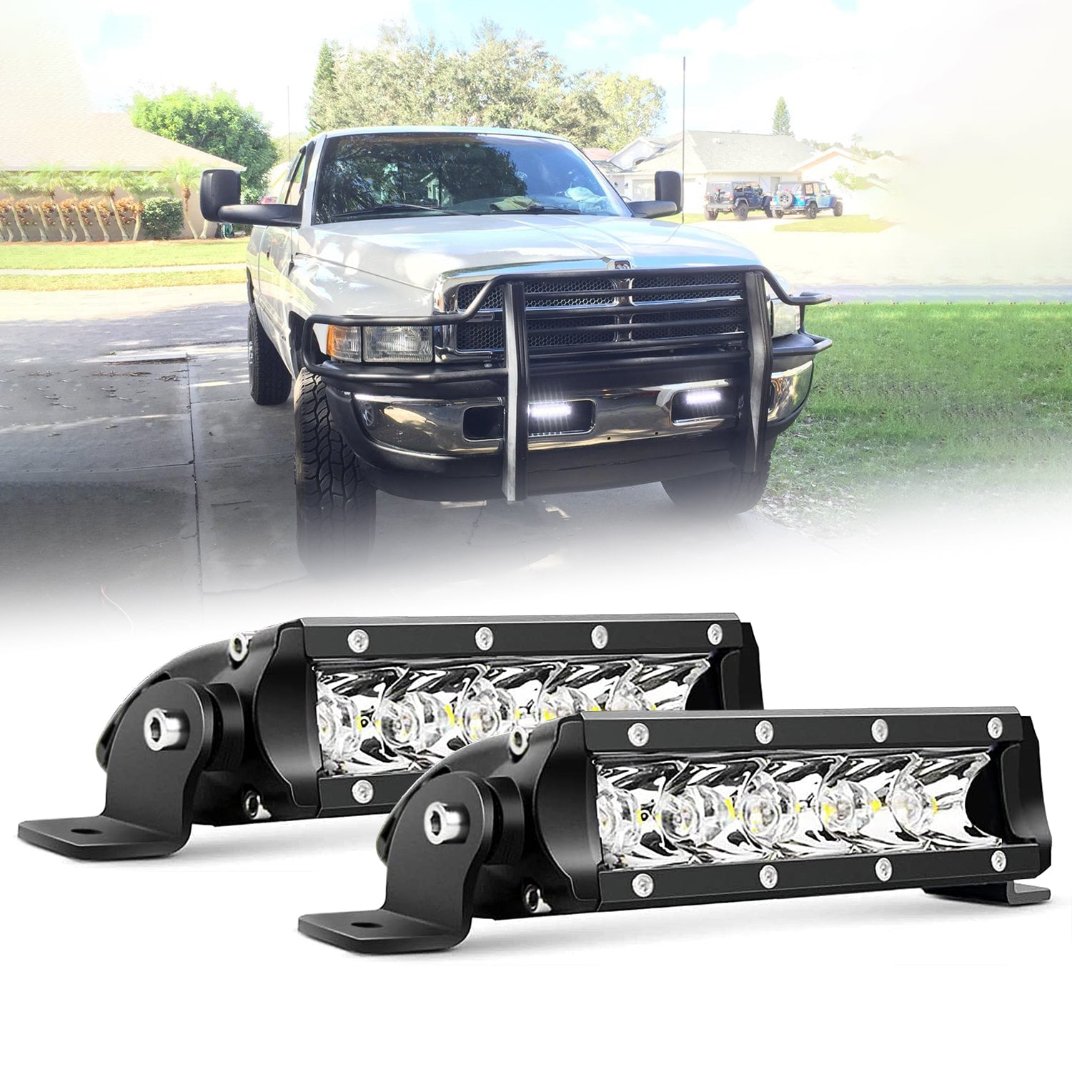 Nilight 12V Led Light Bar Super Slim 2Pcs 7 Inch 30W S Beam Driving Fog ...