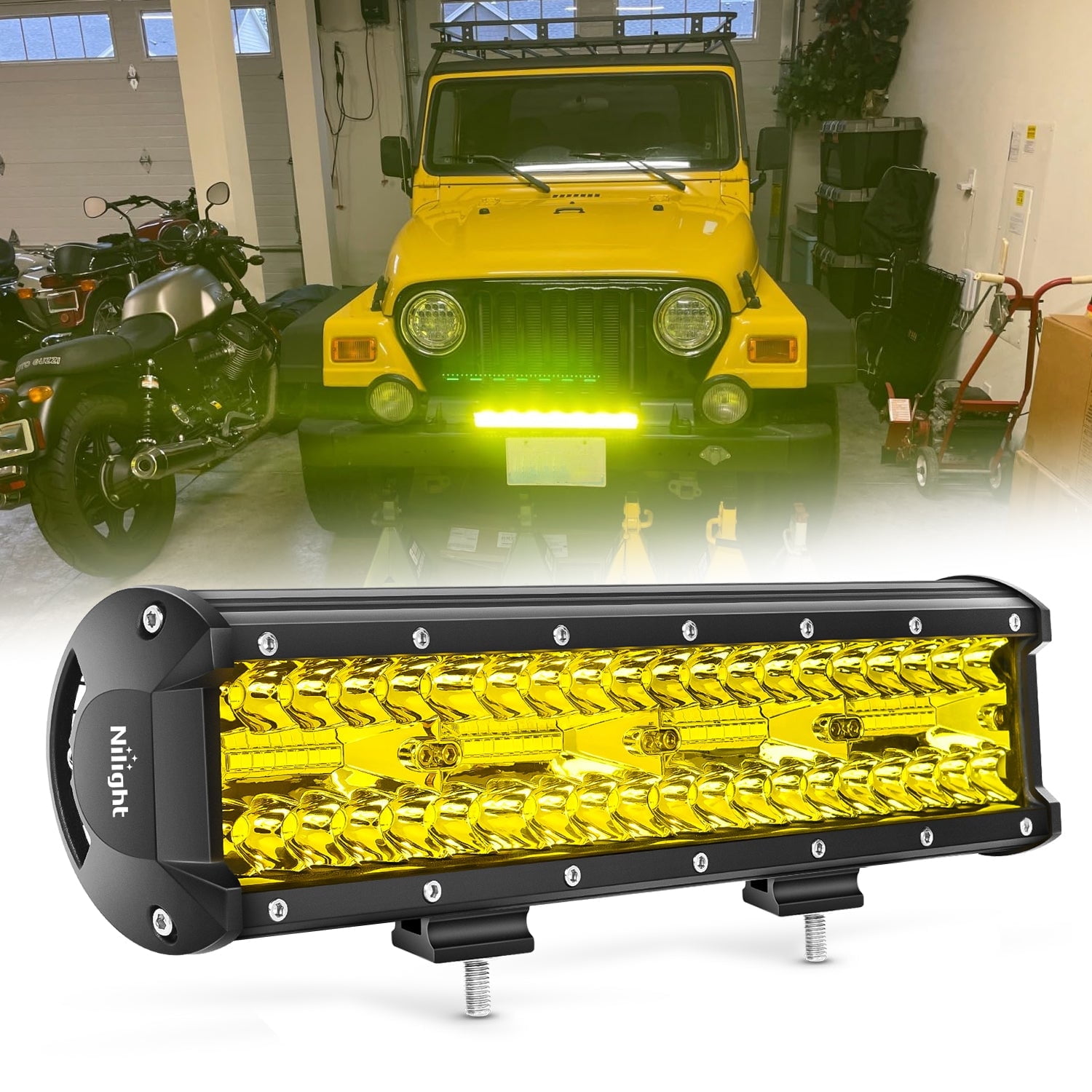 Nilight 12inch 240W Amber Lights Triple Row Spot & Flood Combo 30000LM ...