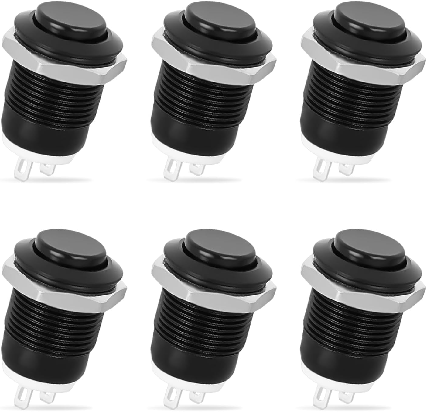 Nilight 12mm Momentary Push Button Switch 6PCS 12V Waterproof Black ...