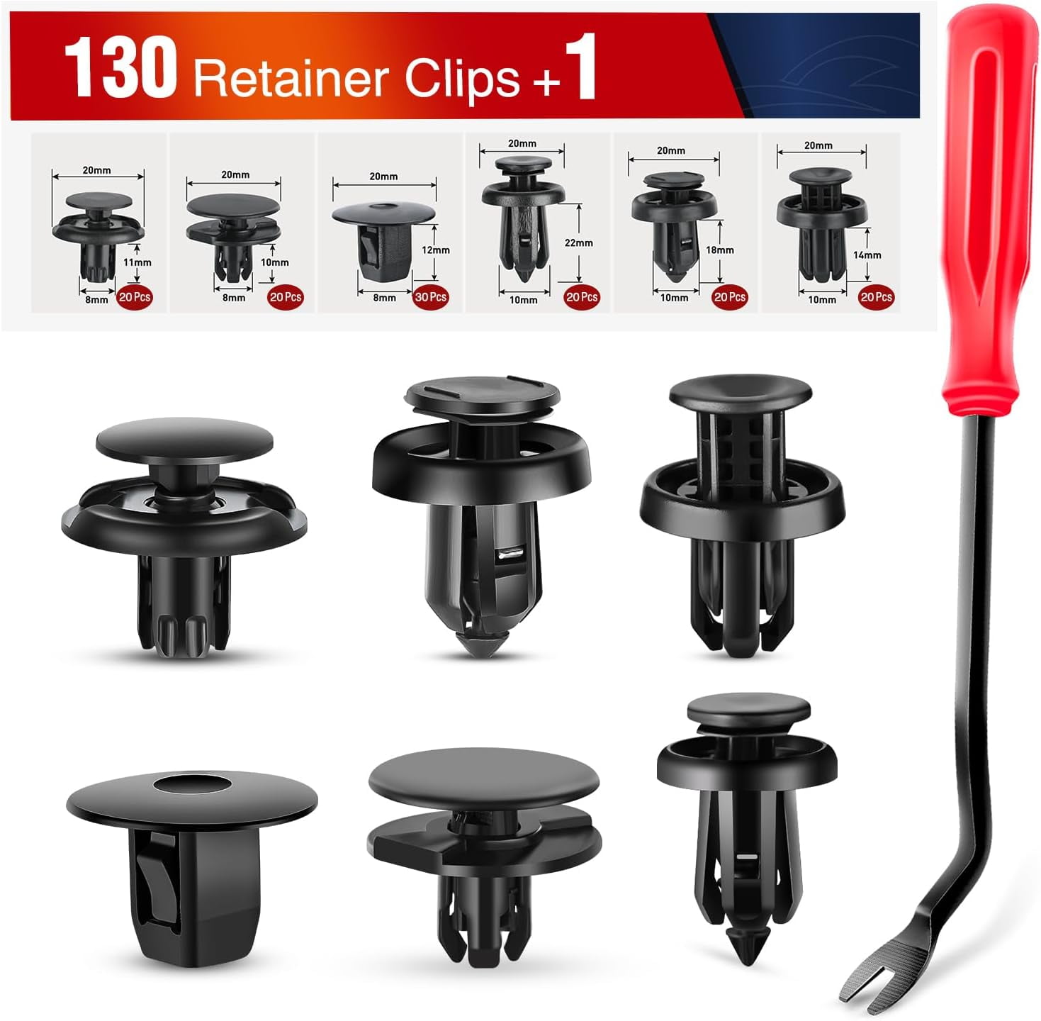 Nilight 131PCS Front Fender Push-Type Retainer Fender Push-Type Retainer Front Bumper Push-Type ...