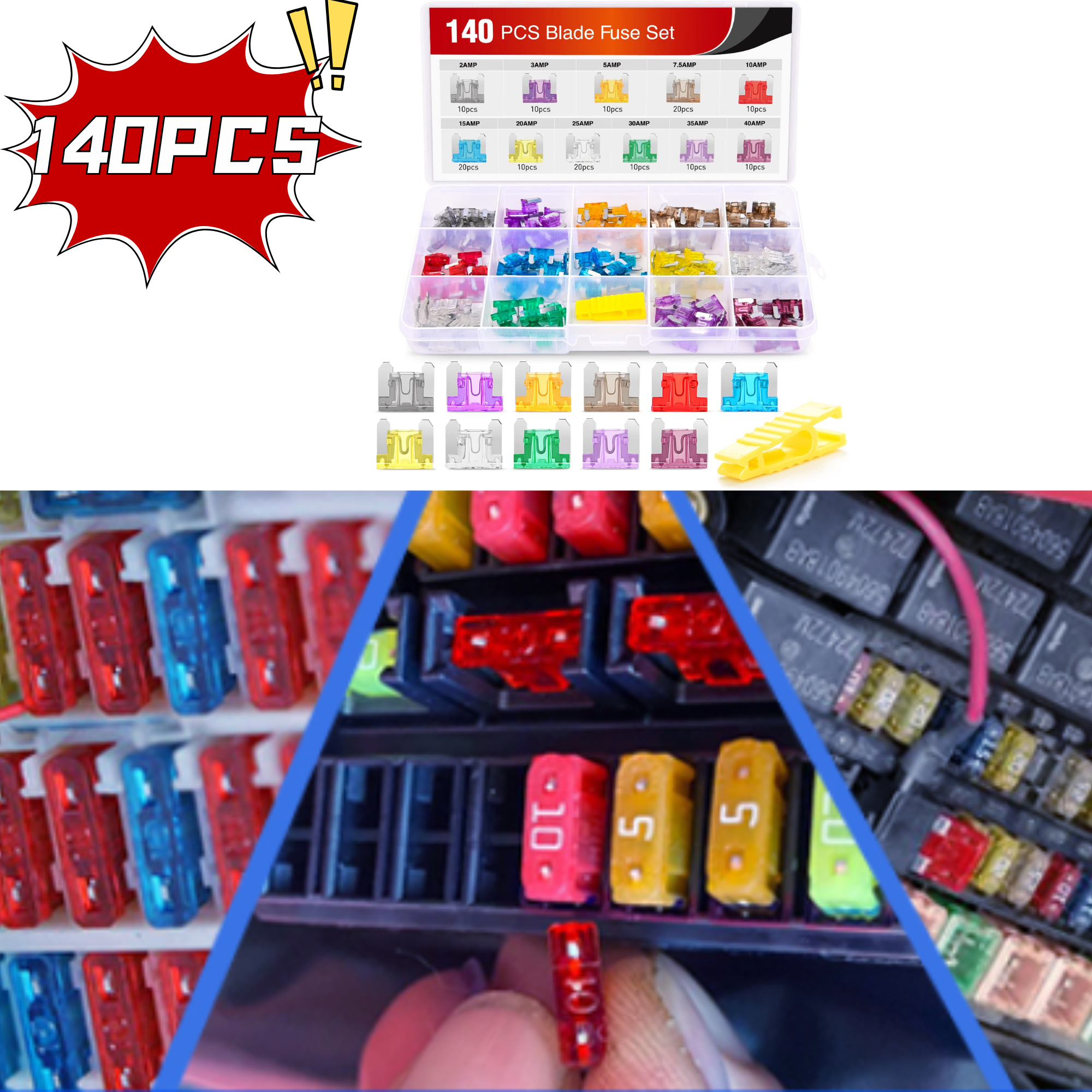 Fuse Holder Nilight 120-Piece Fuse Kit - Standard Blade Fuses 5A-30A ...