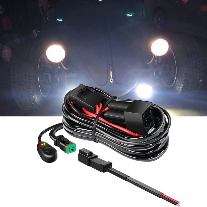 DT Connector LED Light Bar Wire Harness Kit 12V 14AWG On Off Switch ...