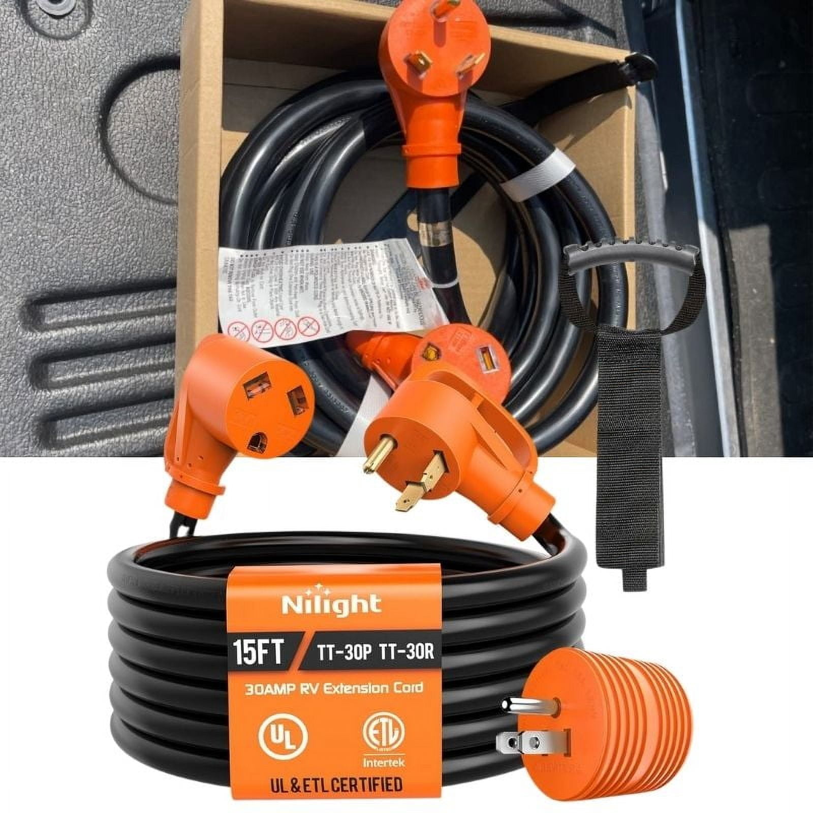 30 Amp RV Extension Cord 15 FT Outdoor with Grip Handle, Flexible Heavy ...