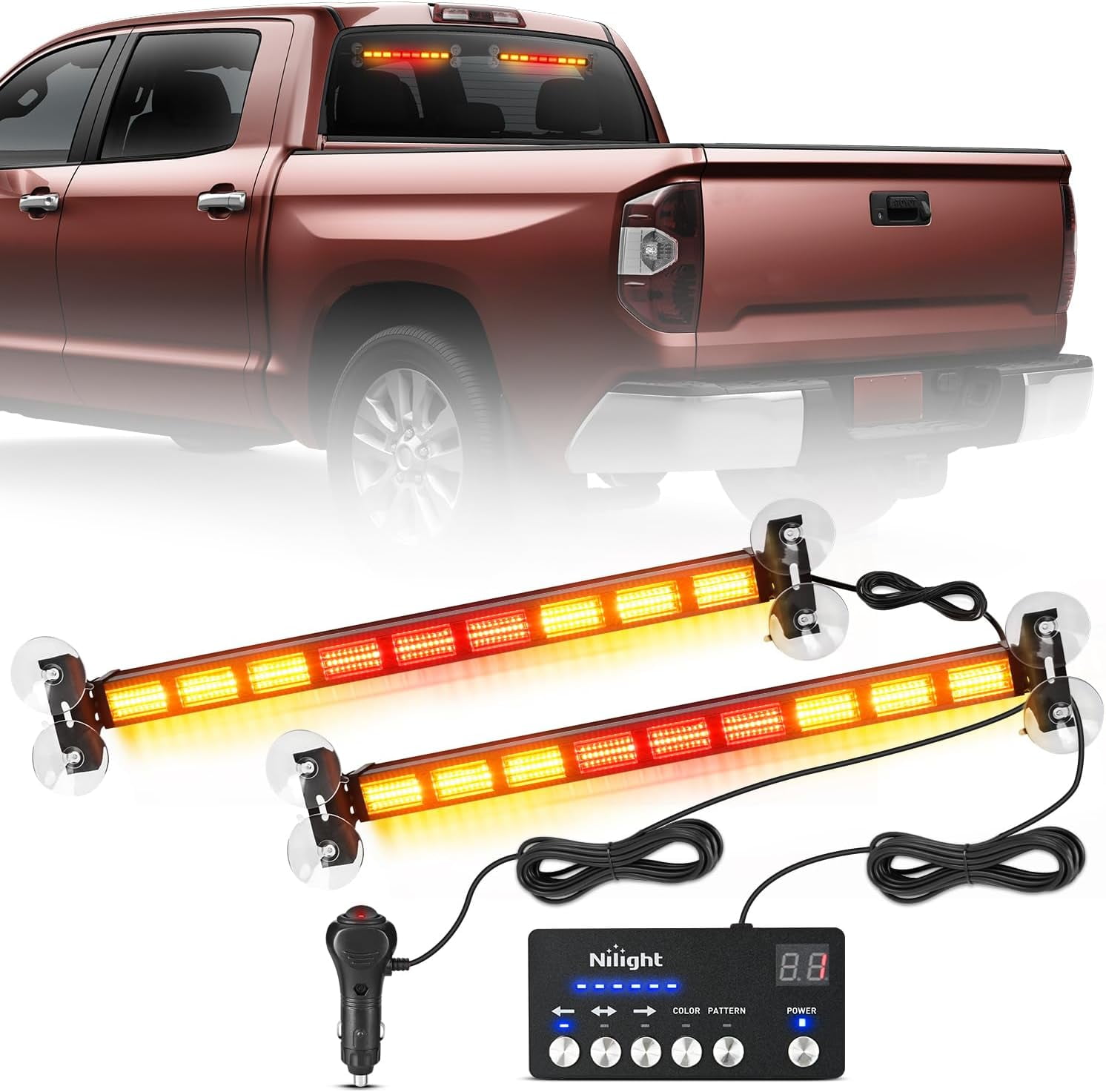 Nilight 162 LED Traffic Advisor Strobe Light Bar 2-in-1 Amber Red ...