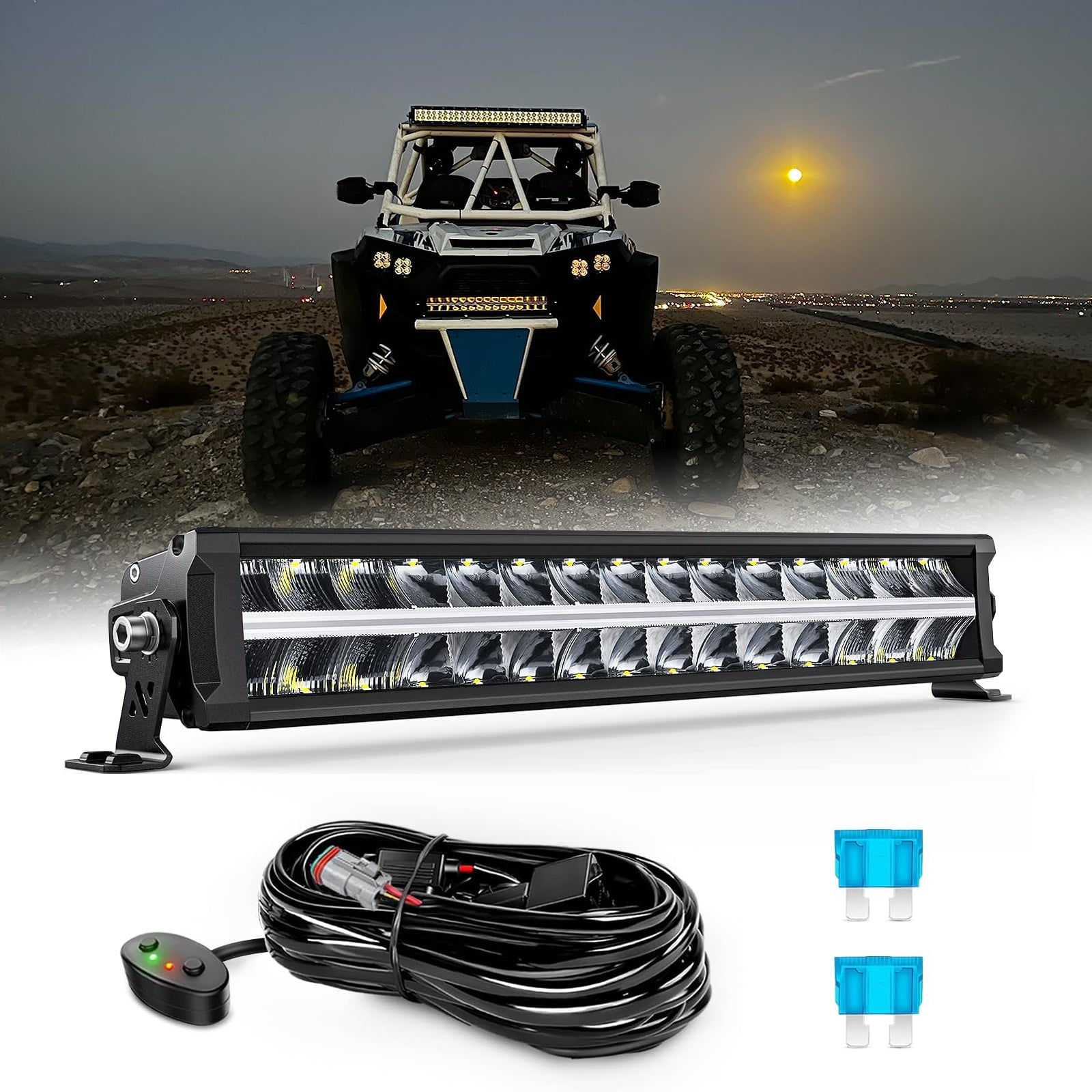 Nilight 16inch Led Light Bar DRL 120W 12400LM Anti-Glare Flood Spot ...