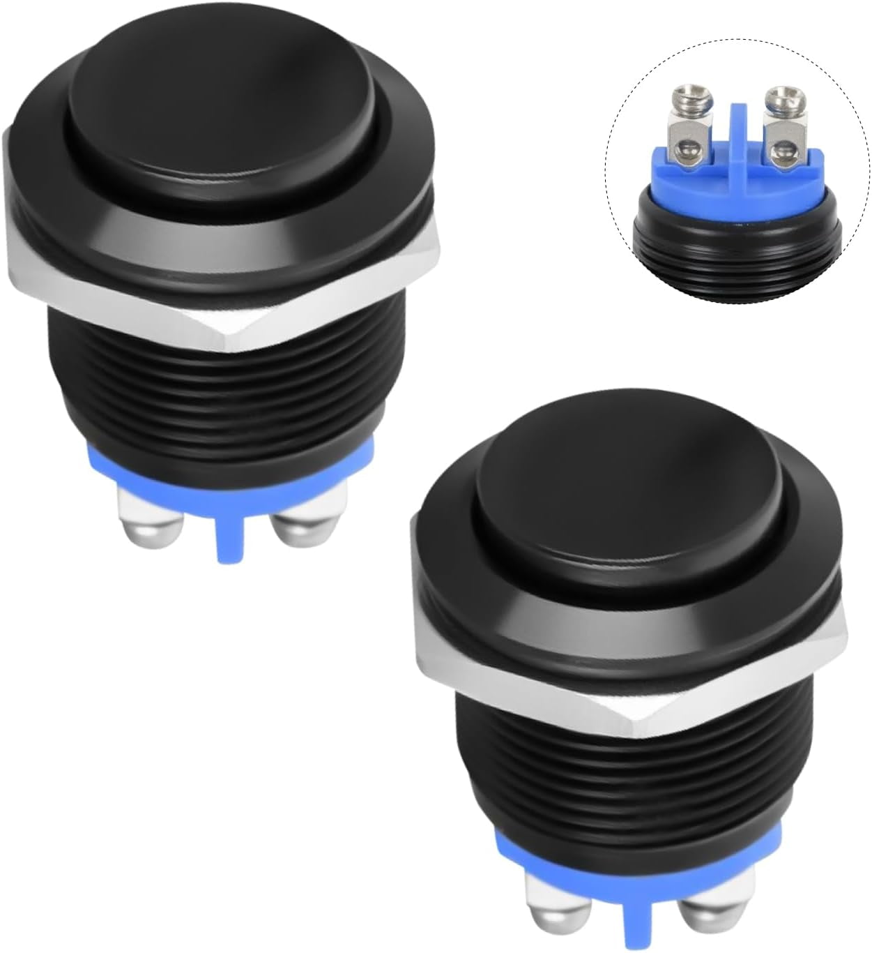 Nilight 19mm Momentary Push Button Switch 12V Waterproof Black Metal ...