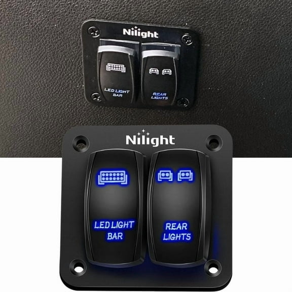 Marine Switch Panel Waterproof 12V 3 Gang Rocker Switch Panel Blue LED ...