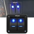 2 Gang Rocker Switch Aluminum Panel with Blue LED Light Waterproof 5 ...