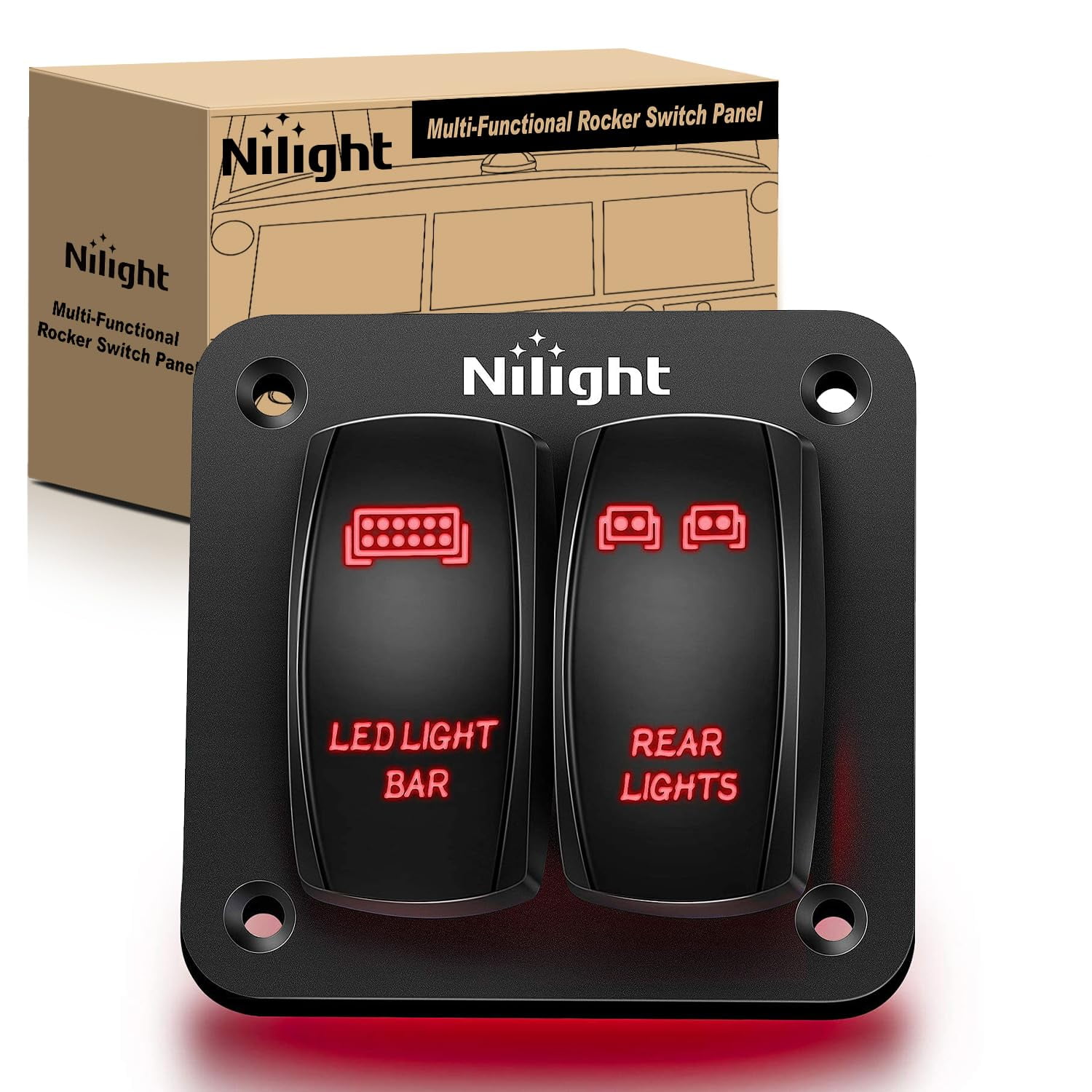 Nilight 2 Gang Rocker Switch Panel Led Light Bar Switch Rear Lights ...
