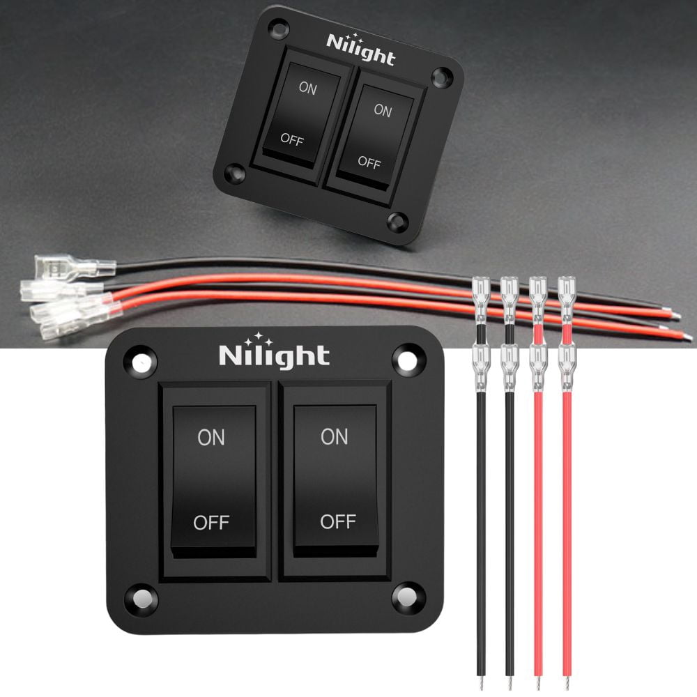 Nilight 2 Gang on-off Switch Panel 4 PIN DPST Toggle Switch Panel 12V ...