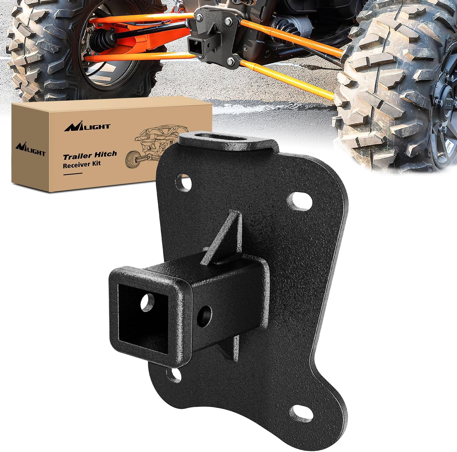 Nilight 2 Inch Rear Bumper Tow Trailer Hitch Receiver Kit Compatible for 2022 2023 2024 Polaris ...