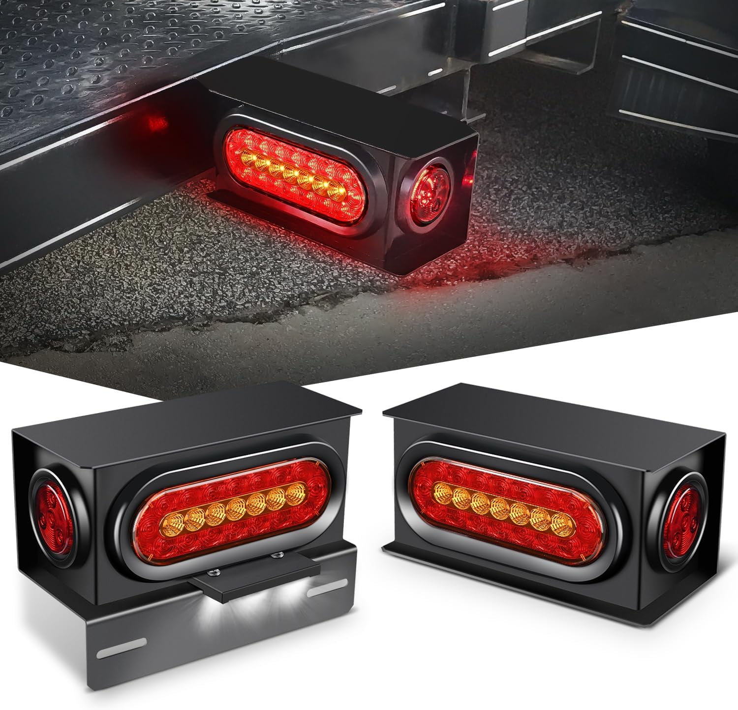 Nilight 2 PCS Steel Trailer Light Boxes Housing Kit 3LED License Plate ...