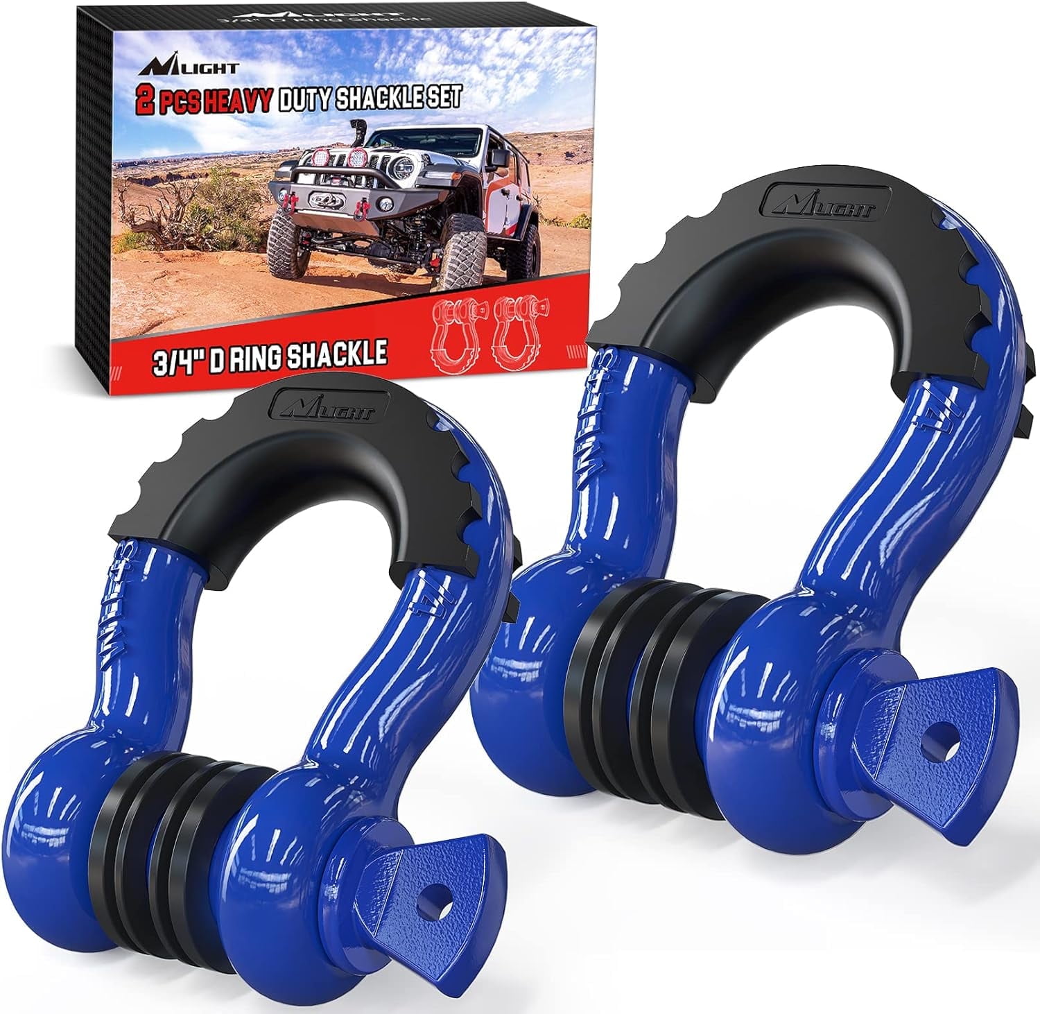 Nilight 2 Pack 3/4" D-Ring Shackle with 7/8" Screw Pin 41,887lbs Break ...