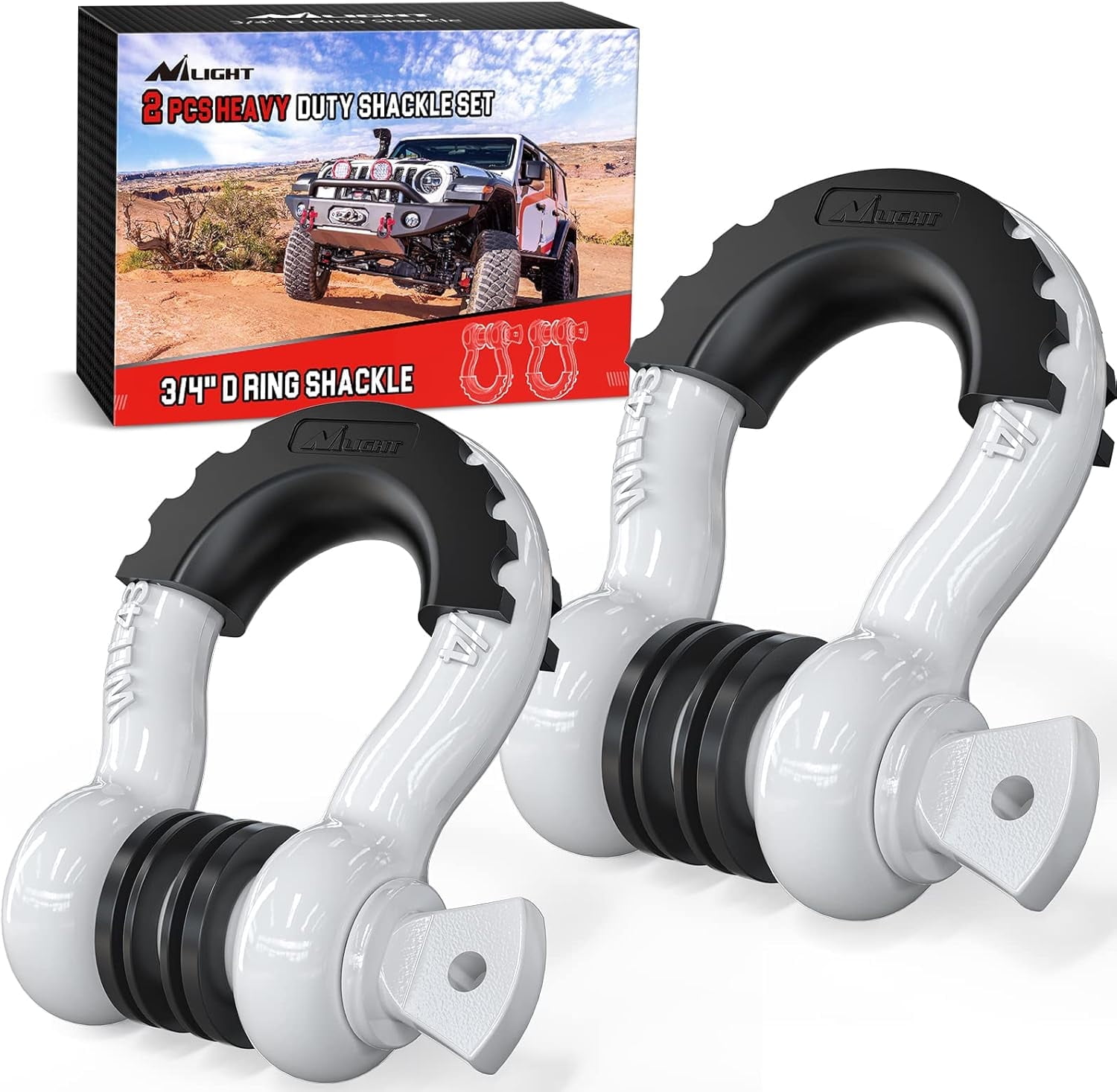Nilight 2 Pack 3/4" D-Ring Shackle with 7/8" Screw Pin 41,887lbs Break ...