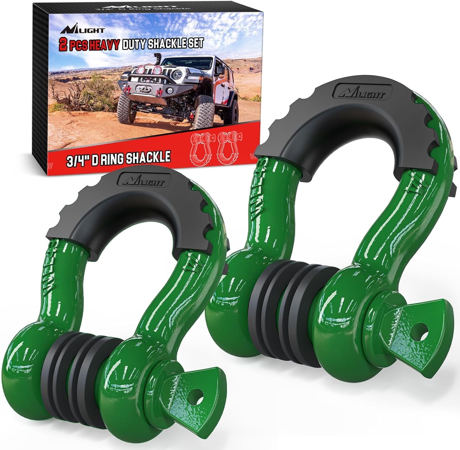Nilight 2 Pack 3/4" D-Ring Shackle with 7/8" Screw Pin 41,887lbs Break ...