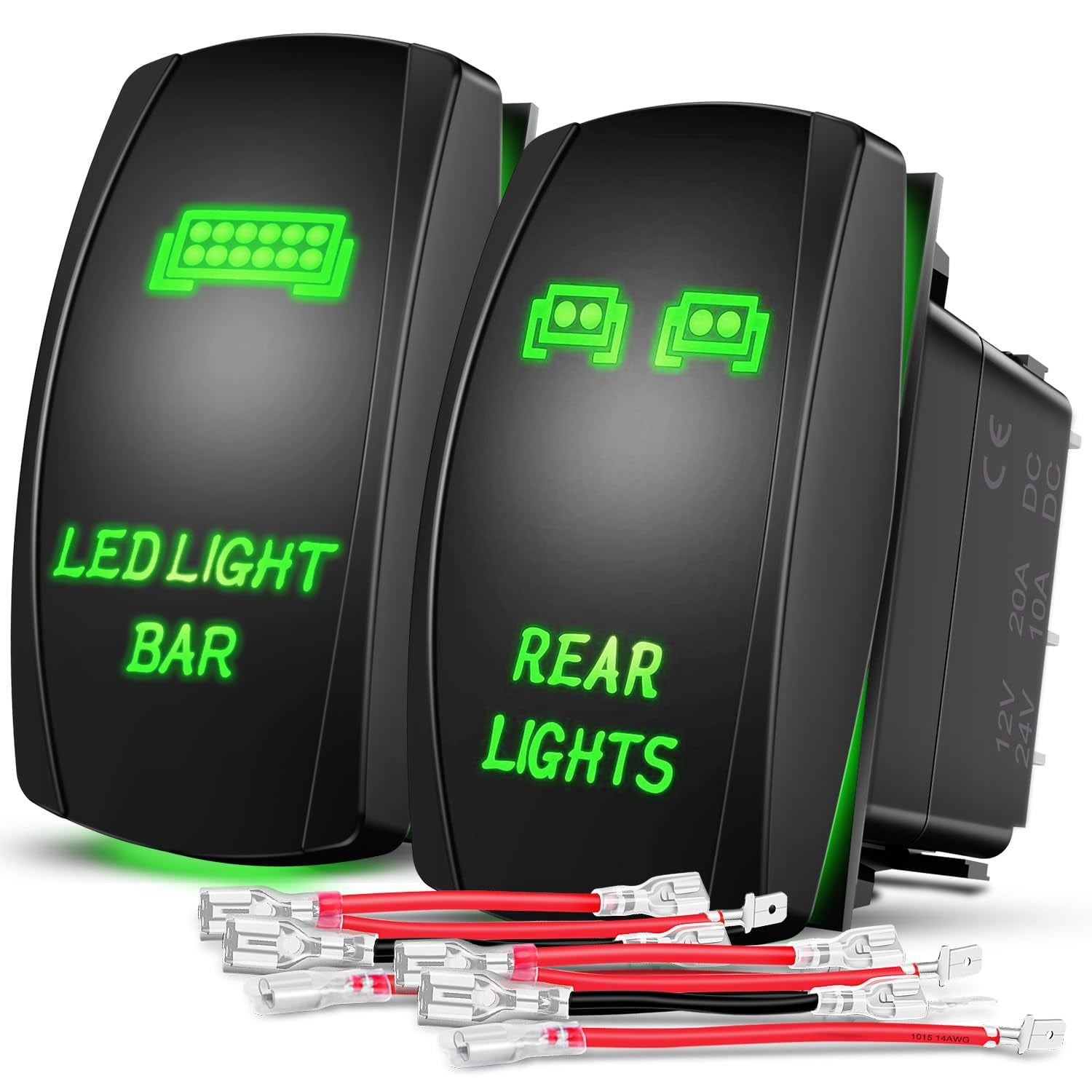 Nilight 2 Pack Rear Lights Rocker Switch Led Light Bar Rocker Switch ...