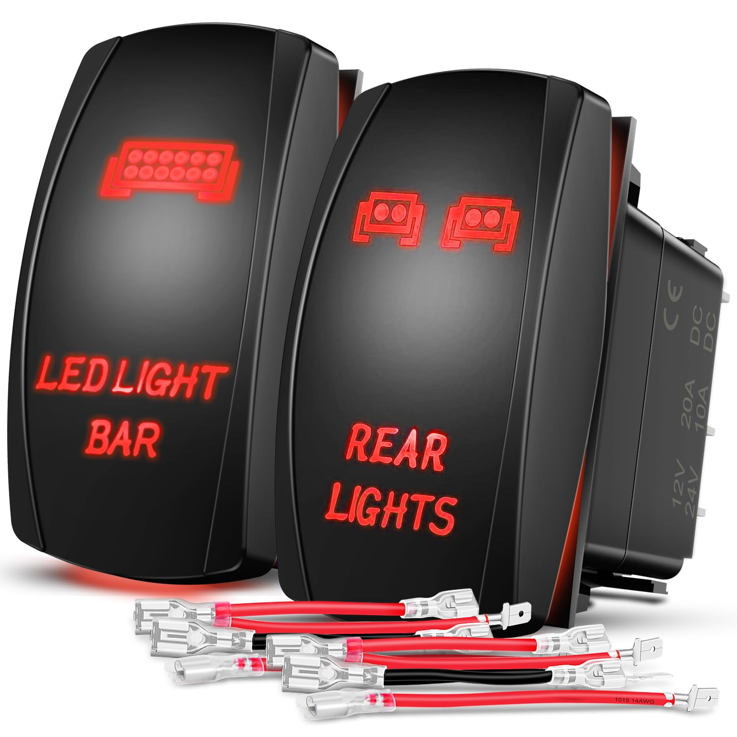 Nilight 2 Pack Rear Lights Rocker Switch Led Light Bar Rocker Switch ...