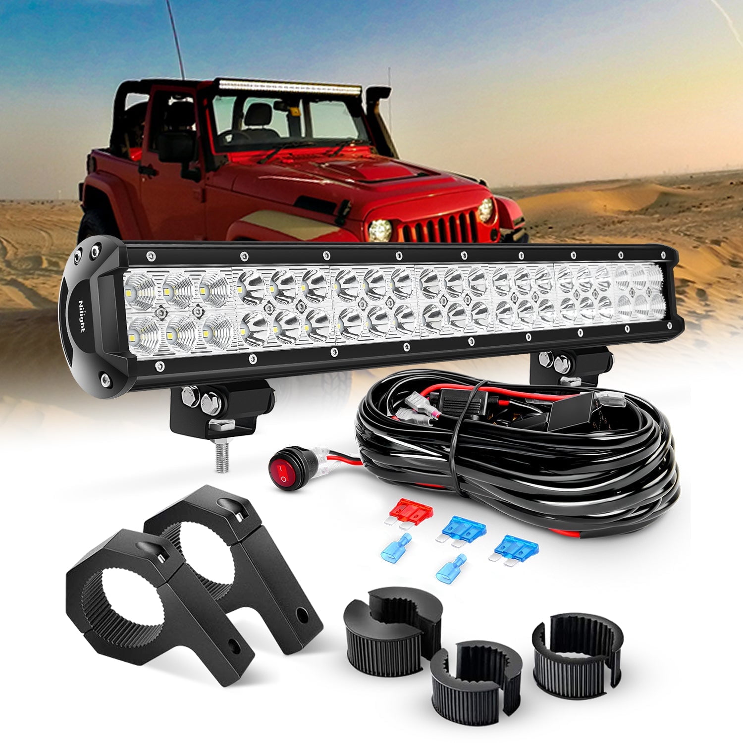 Nilight 20inch 126W Spot Flood Combo Led Light Bars Offroad Light ...