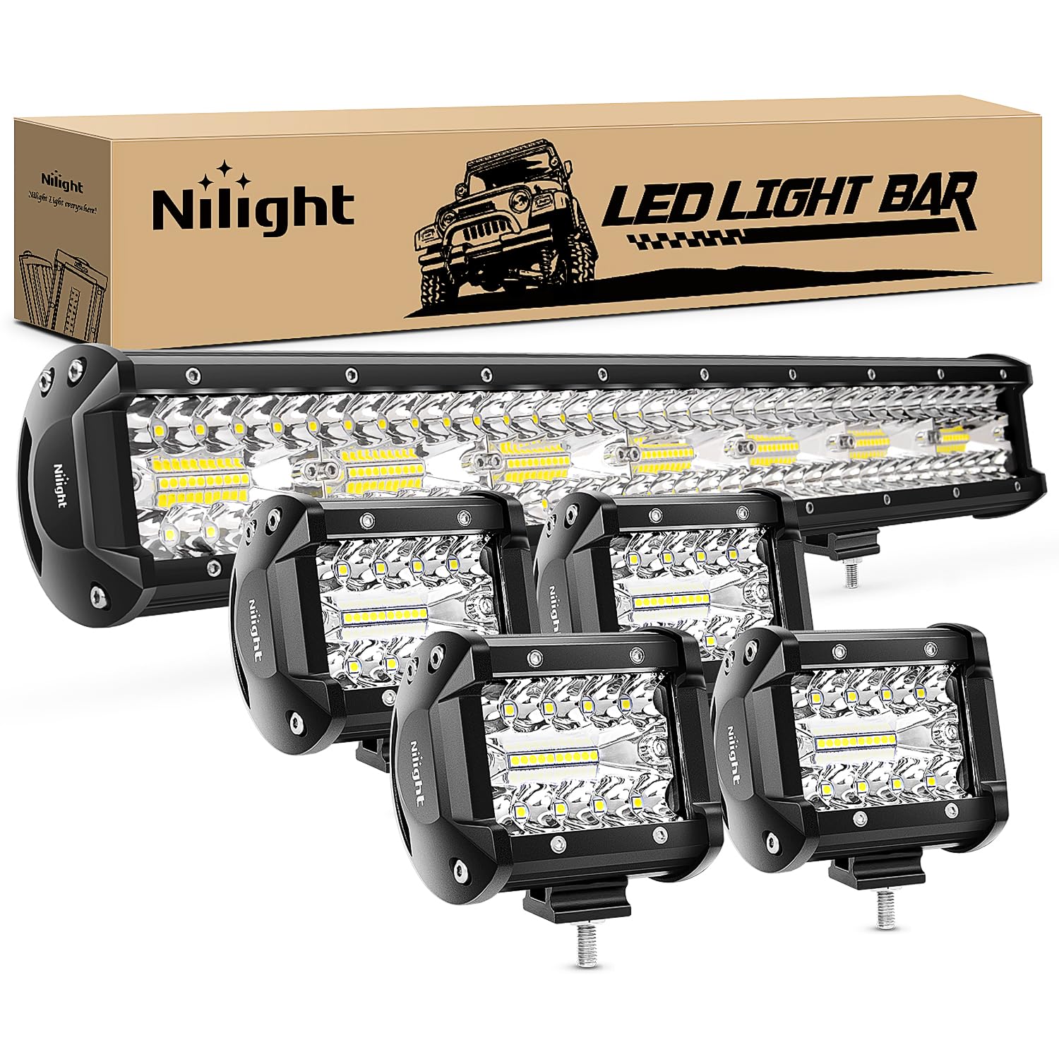 Nilight 20 Inch 420W SSF20 Triple Row Flood Spot Combo Led Light Bar ...