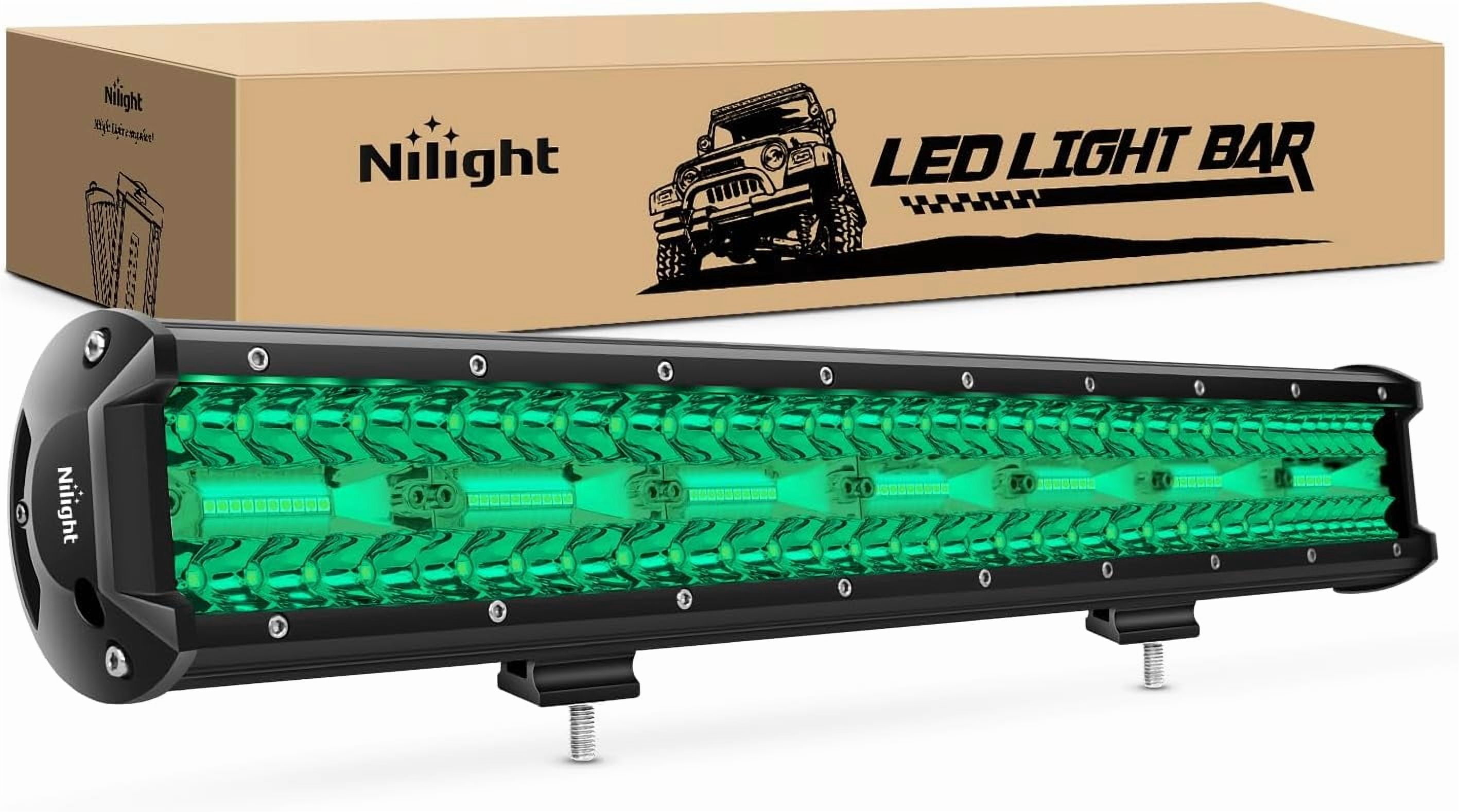 Nilight 20 Inch LED Light Bar Green Triple Row 420W Spot Flood Combo ...