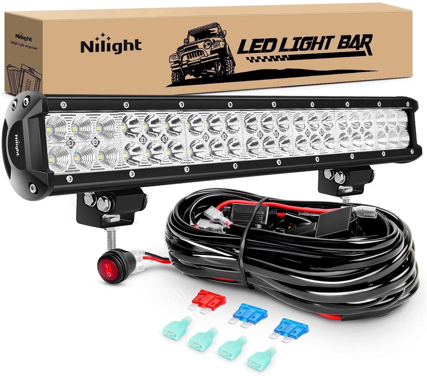 Nilight, LED Light Bar, 20 Inch, 126W Spot Flood Combo - Walmart.com