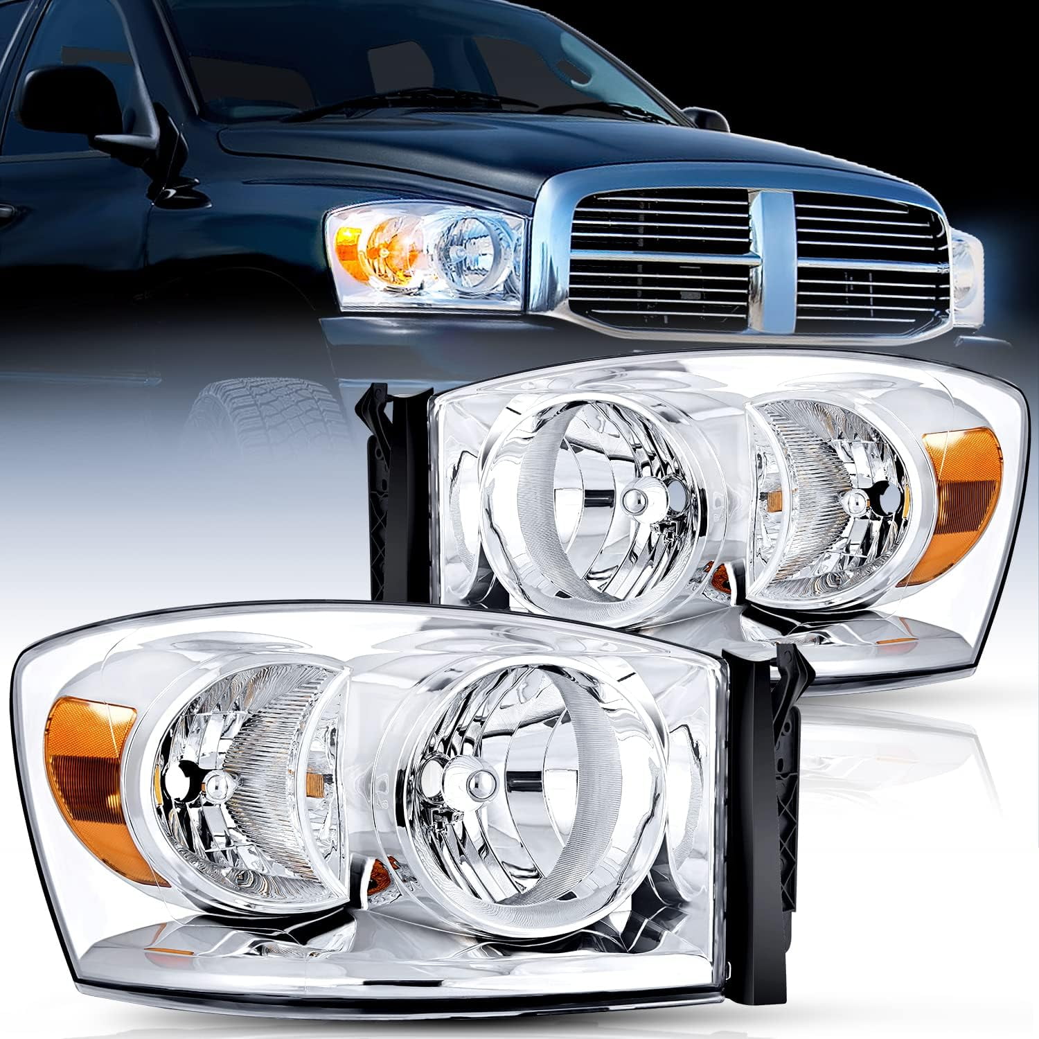 Nilight 2007 2008 2009 Dodge Ram Headlight Assembly 2 Pack Compatible ...