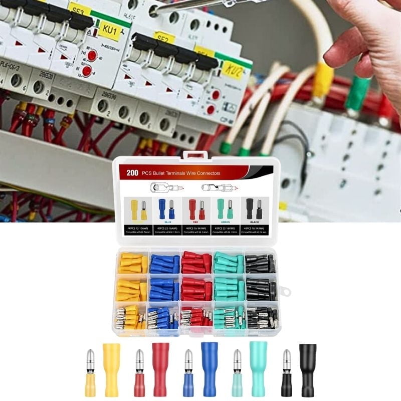 Nilight 200Pcs Bullet Terminals Wire connectors AWG 22-10 Female & Male ...